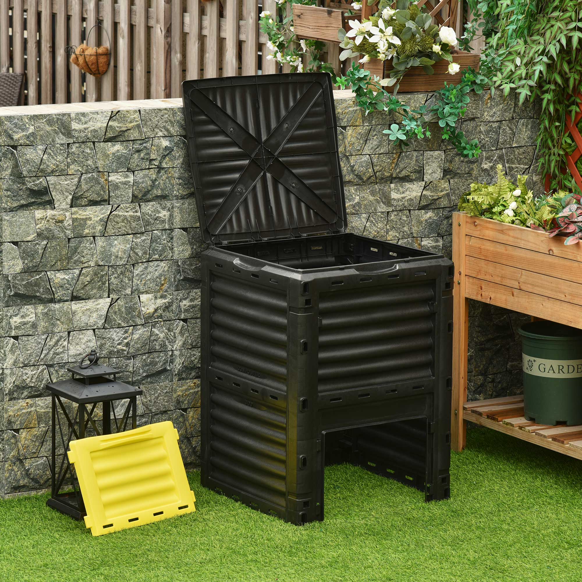 Outsunny Garden Compost Bin Large Outdoor Compost Container 80 Gallon ...