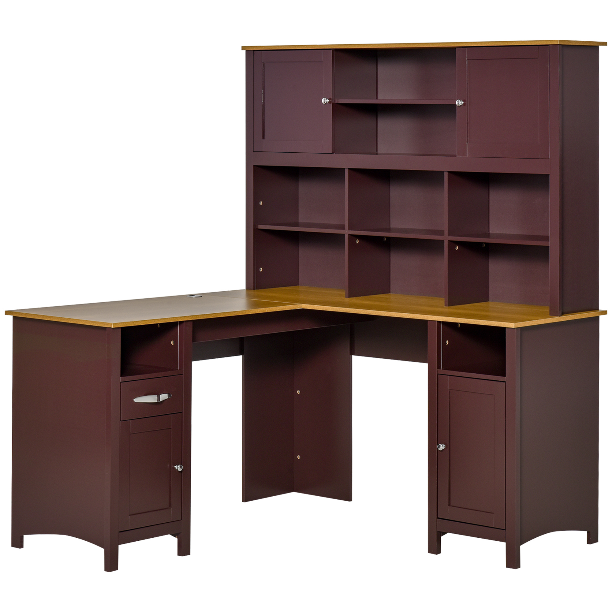 HOMCOM L-Shaped Computer Desk with Storage Shelves, Home Office Desk ...
