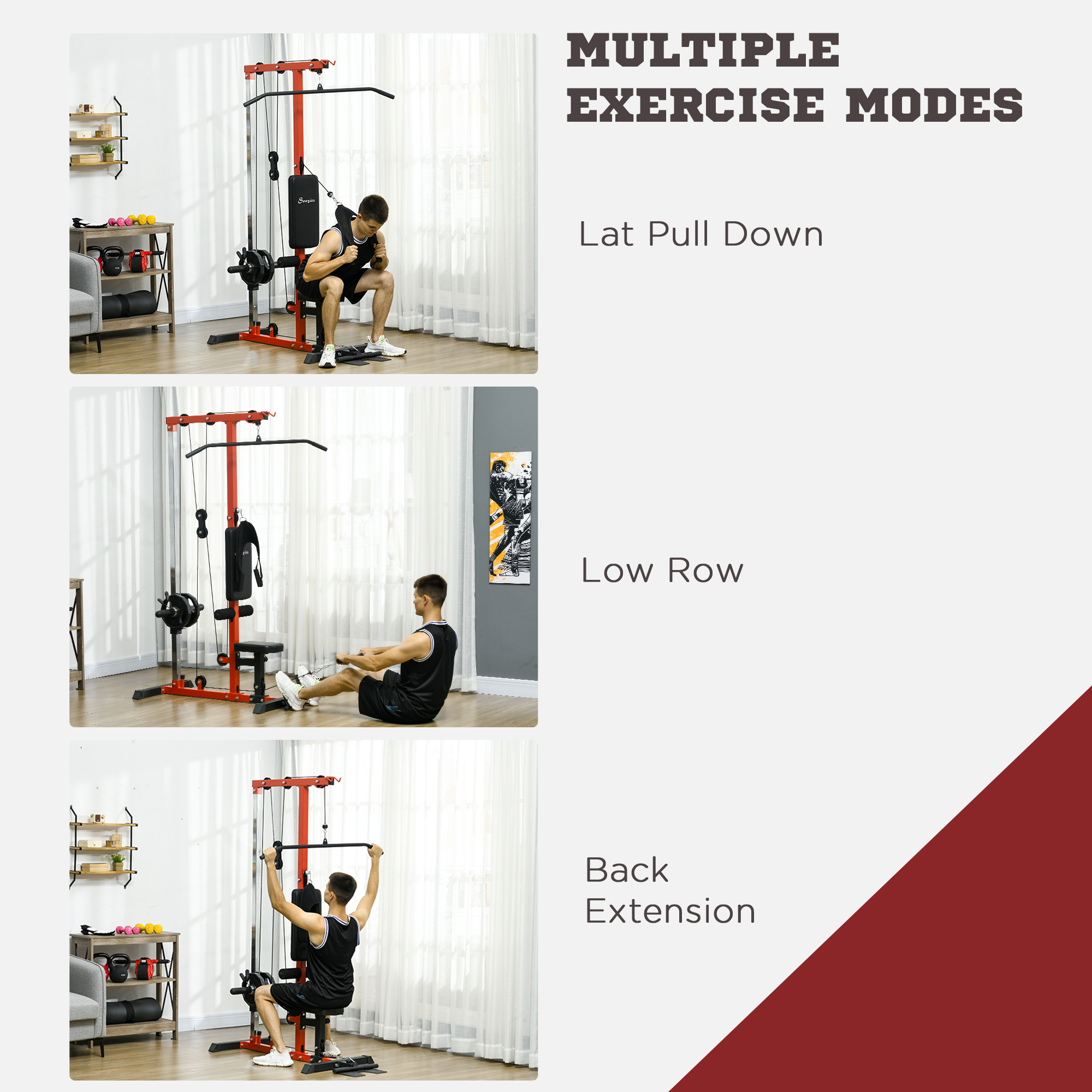 Soozier Lat Pull Down Machine, High / Low Pulley Machine with ...