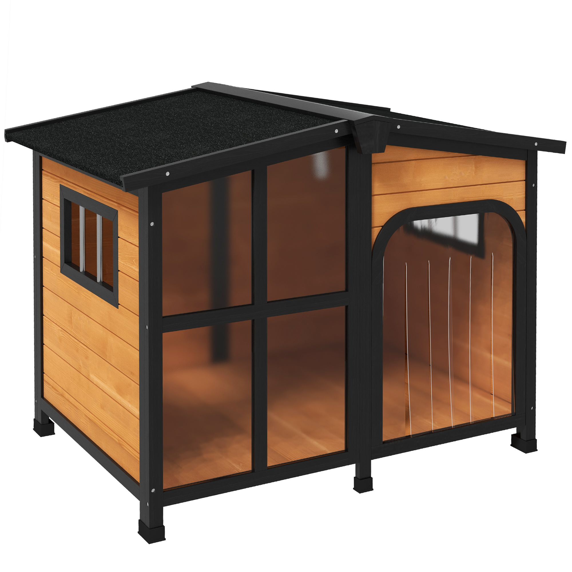 PawHut Cabin-Style Wooden Dog House for Large Dogs with Openable Roof ...