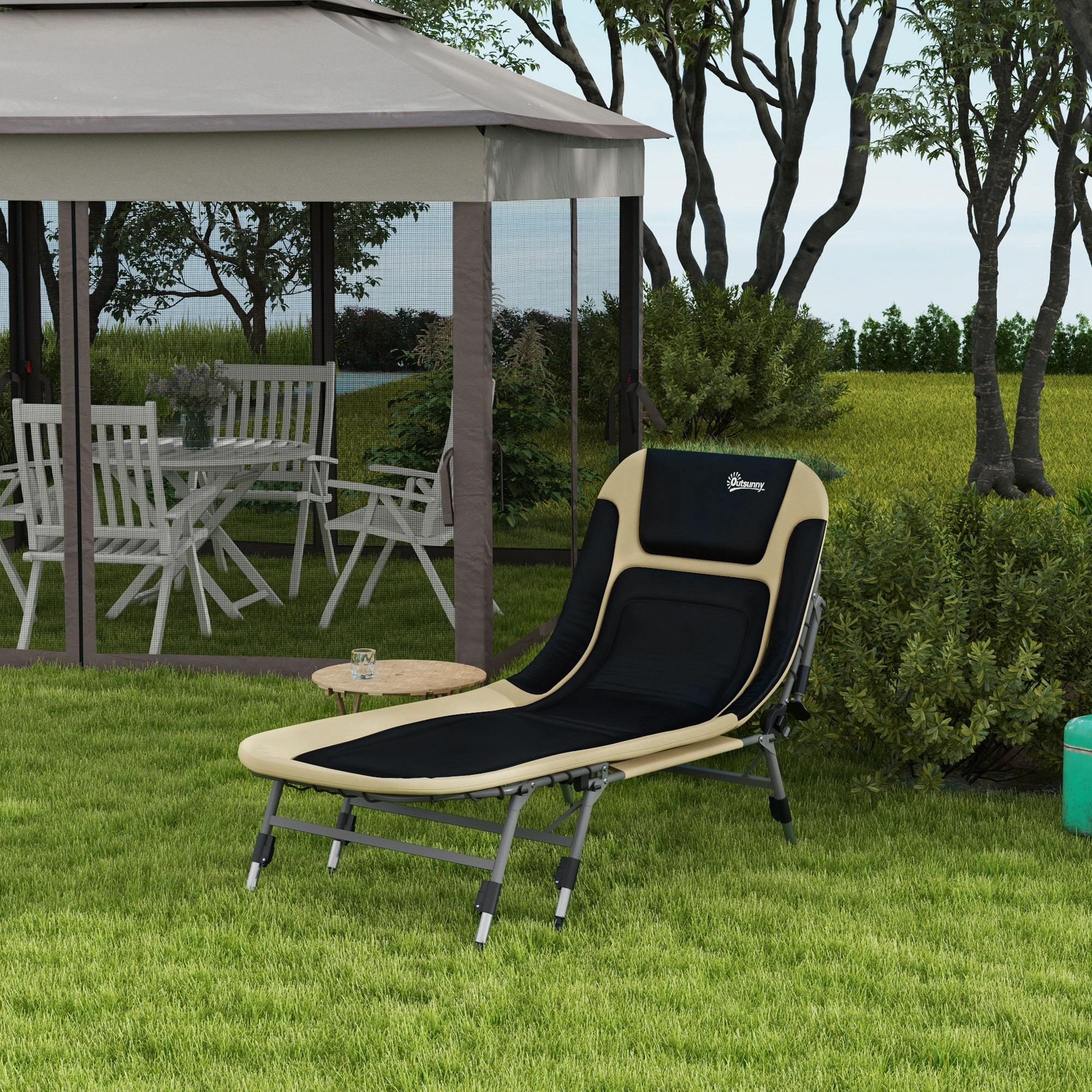 Outsunny Heavy Duty Camping Cot Folding Bed with Soft Padded Cushion ...