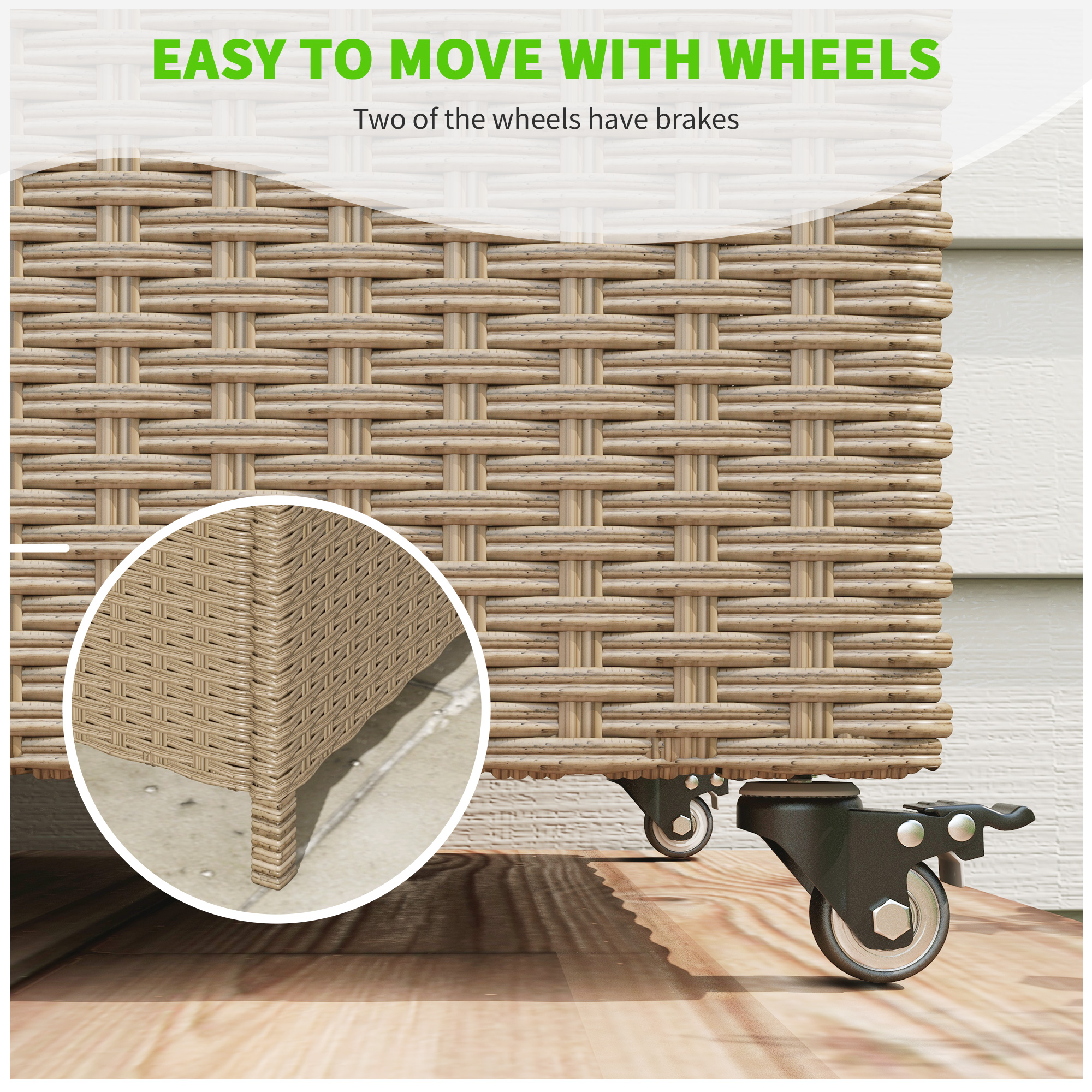 Outsunny 83 Gallon Deck Box, Large Outdoor Storage Chest, PE Wicker ...