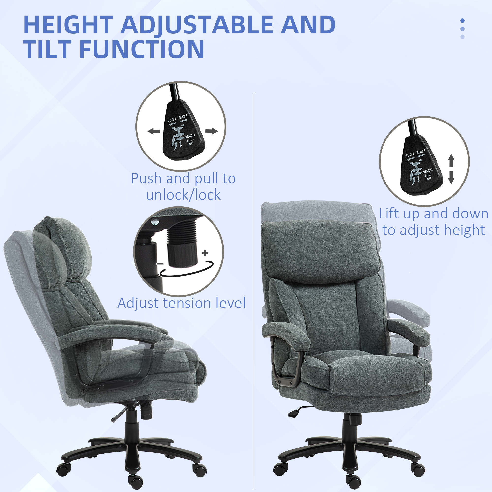 HOMCOM Big and Tall Executive Office Chair, 450lbs, Heavy Duty Desk ...
