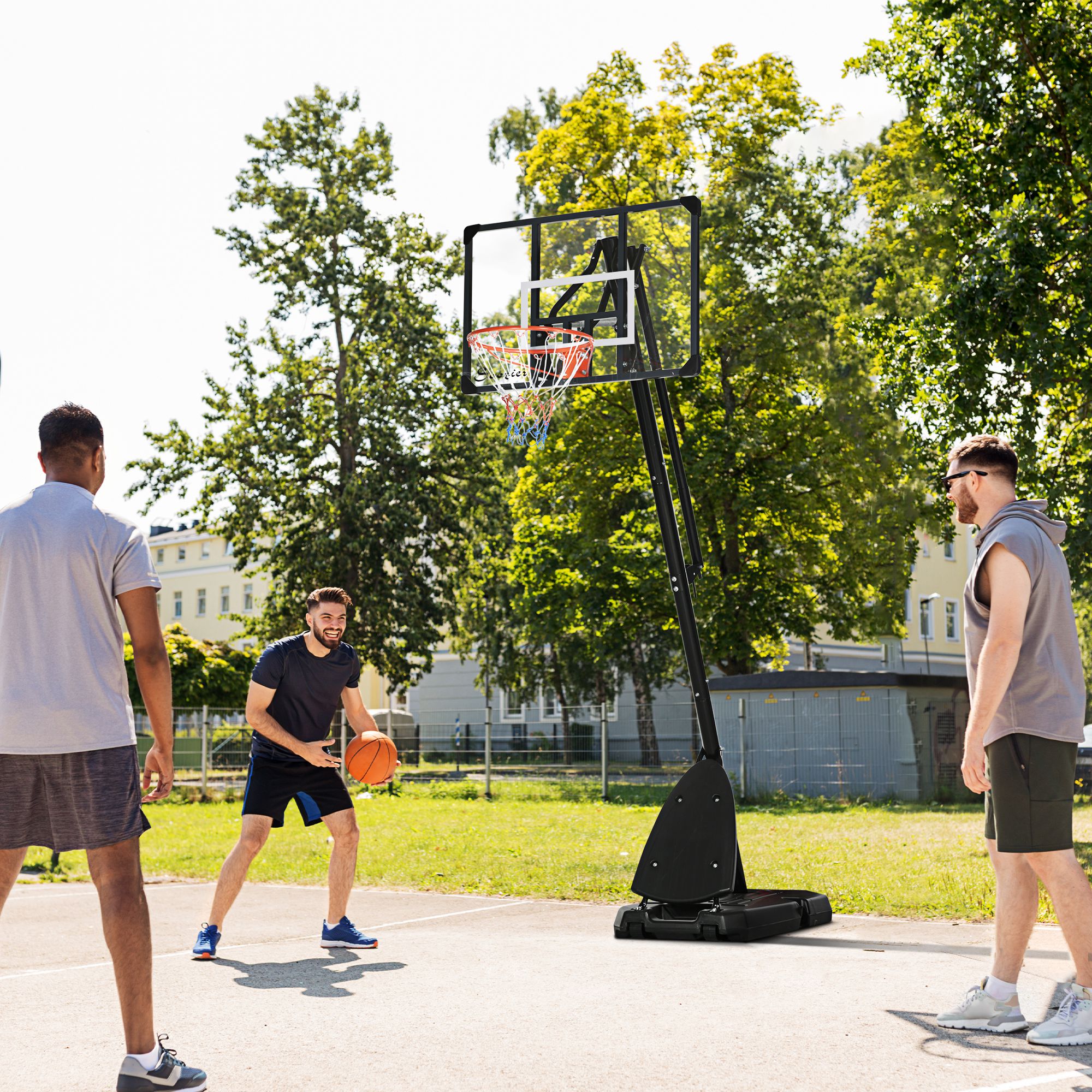 Soozier Portable Basketball Hoop, 7.7-9.6FT Screw Jack Height ...