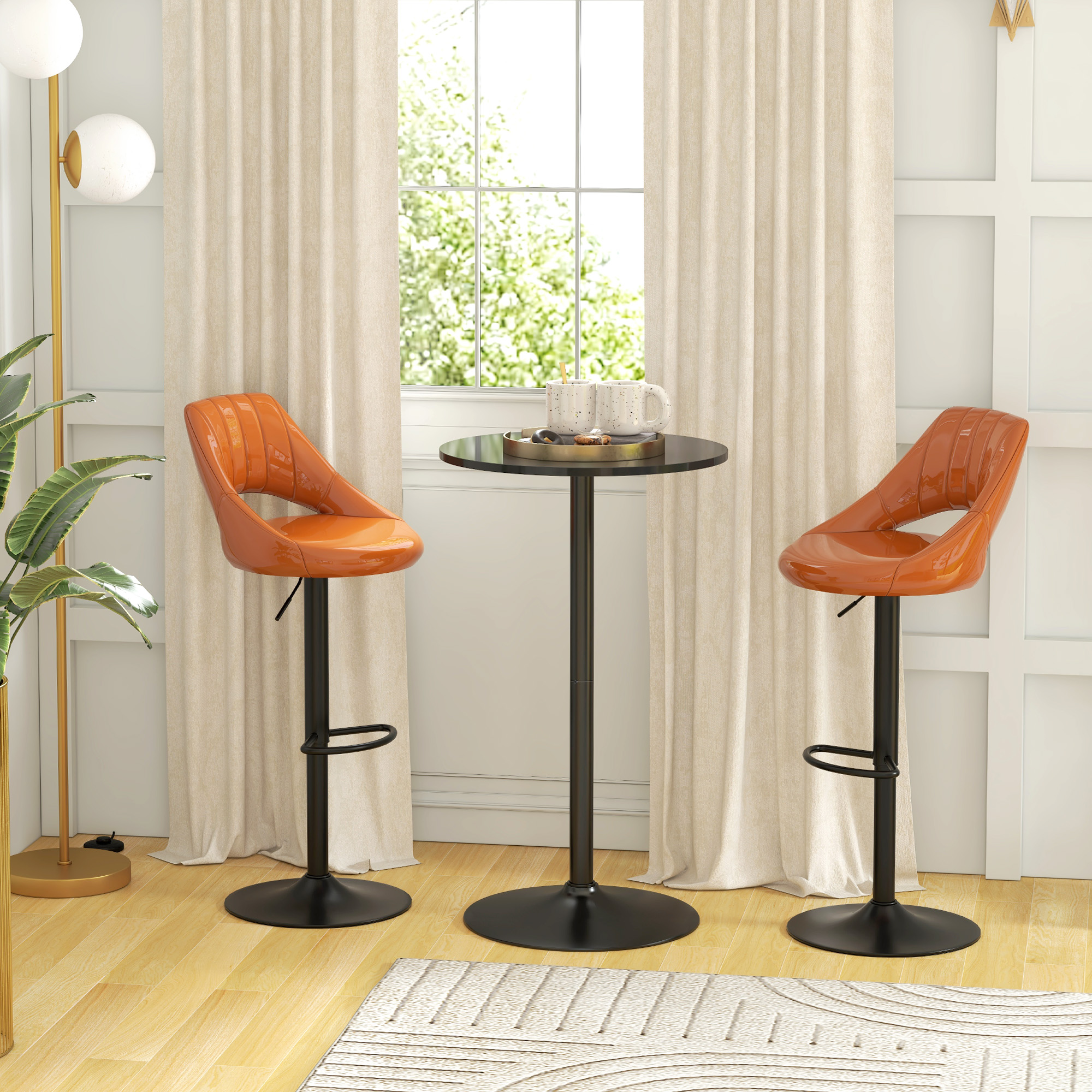 HOMCOM High Top Bar Table, Modern Round Dining Table with Painted Top ...