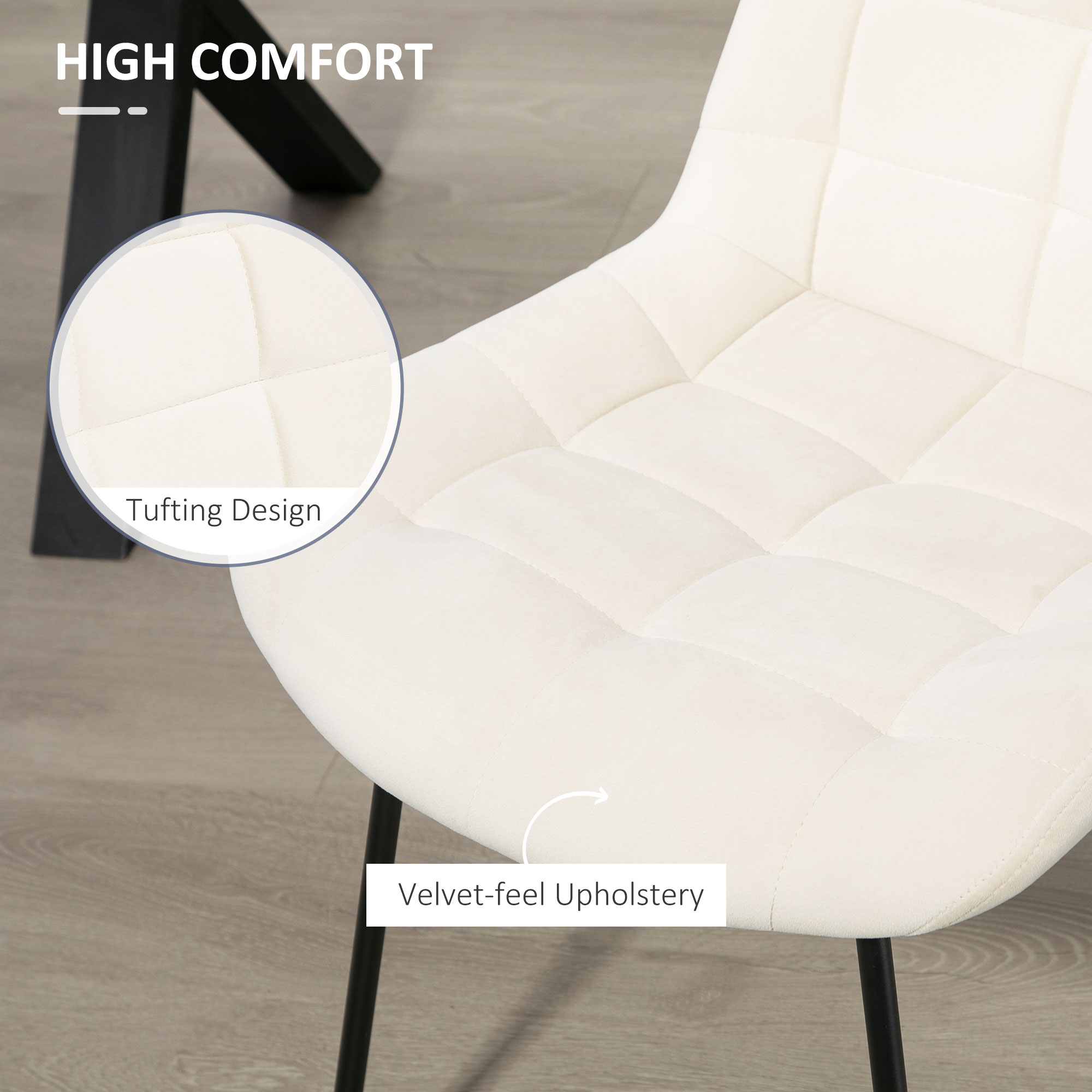 HOMCOM 2 Pieces Dining Chairs, Set of 2 Upholstered Kitchen Chairs with ...