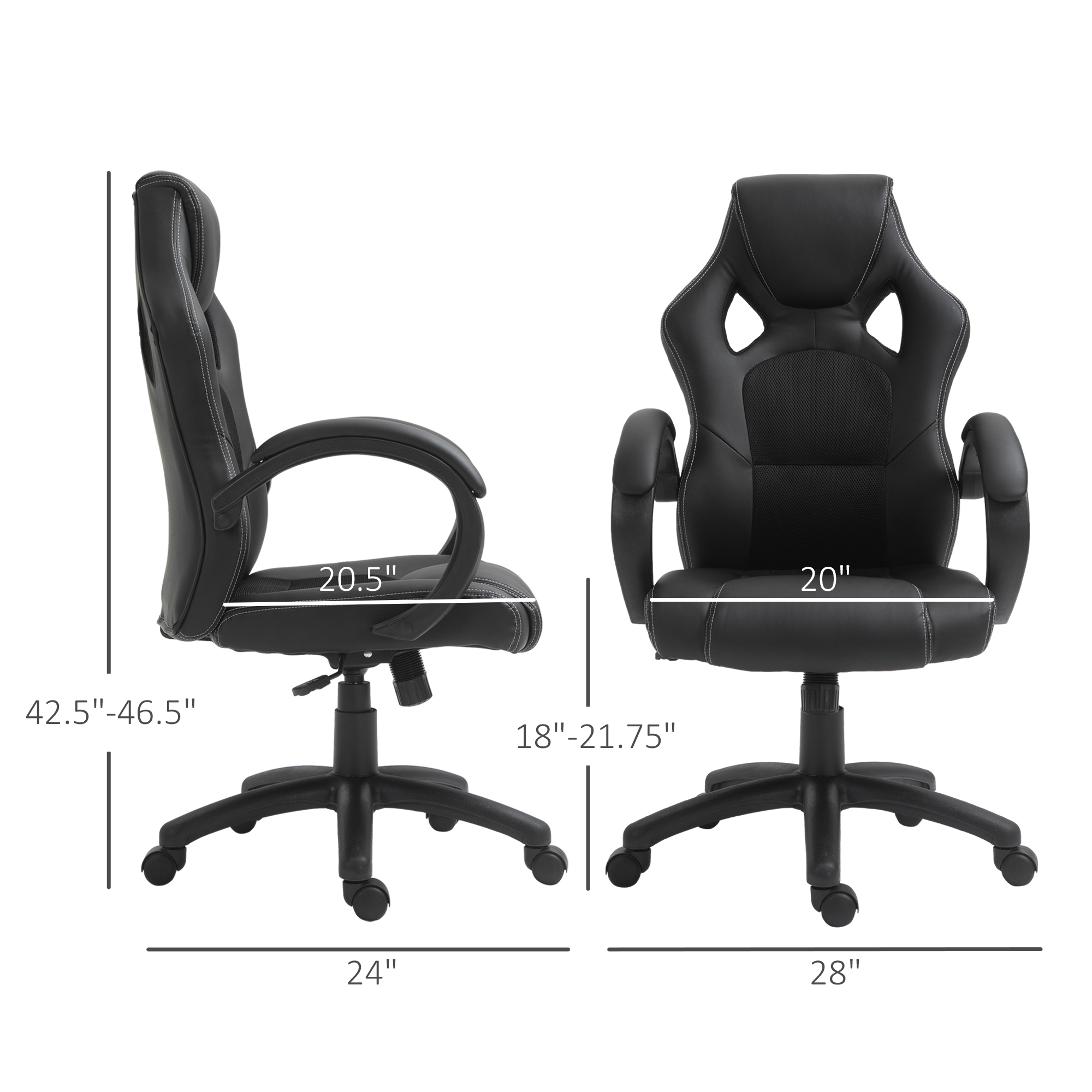 HomCom Racing Chair 46.5” Office Racecar Styled High Back Leather ...