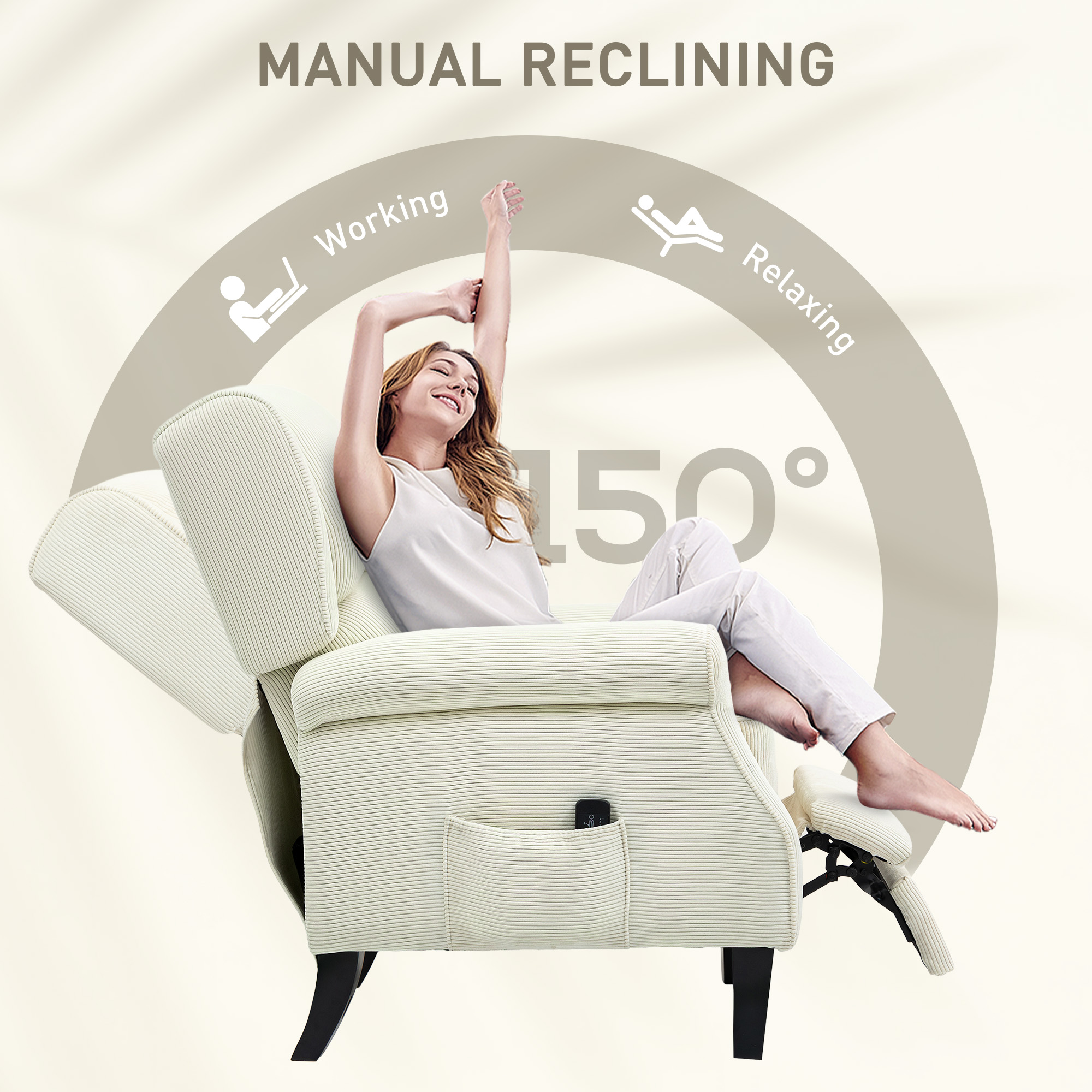 HOMCOM Push Back Recliner Chair, Vibration Massage Recliner for Living ...
