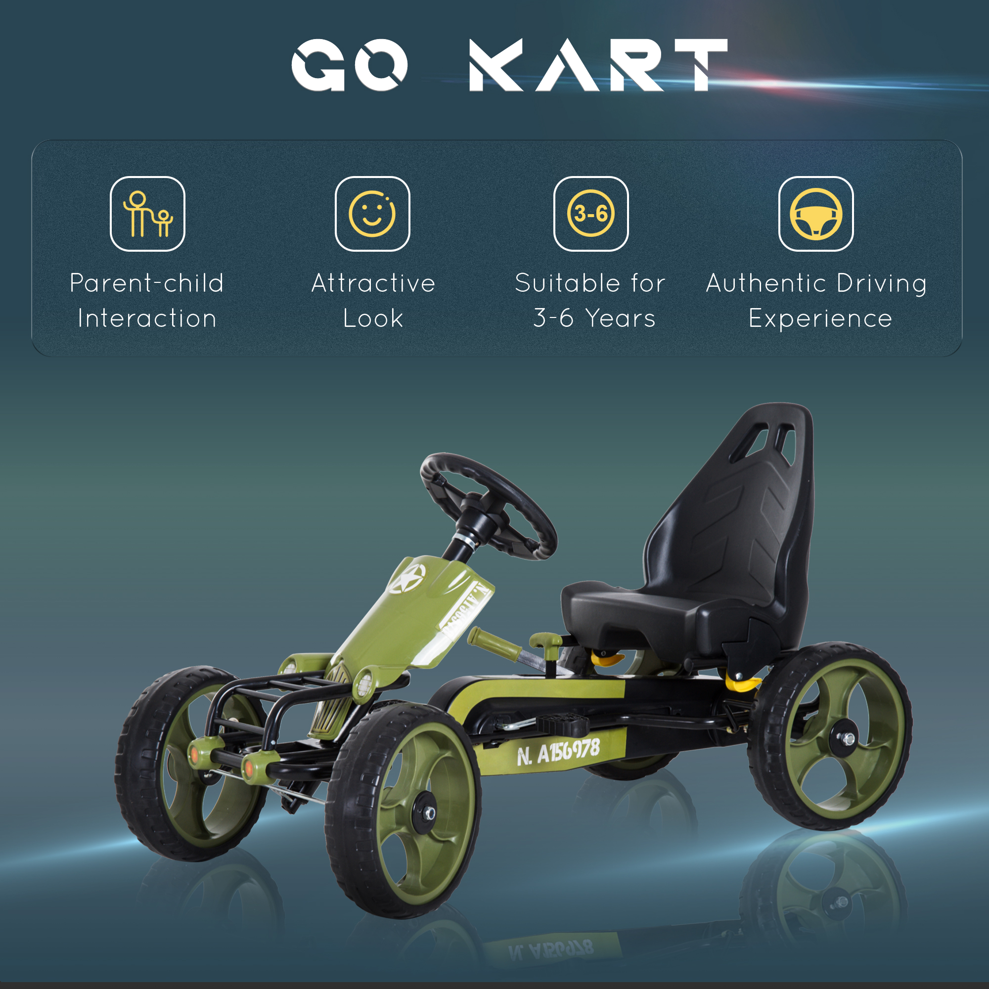 Aosom Pedal Go Kart for Kids, Toddler Ride on Toys with Adjustable Seat ...