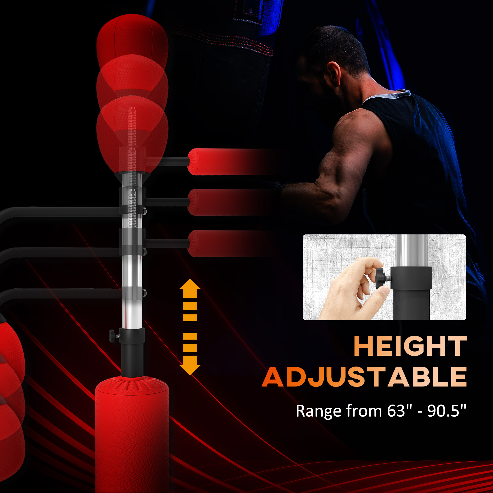 Soozier 3-in-1 Free Standing Punching Bag, Height Adjustable Boxing Bag ...