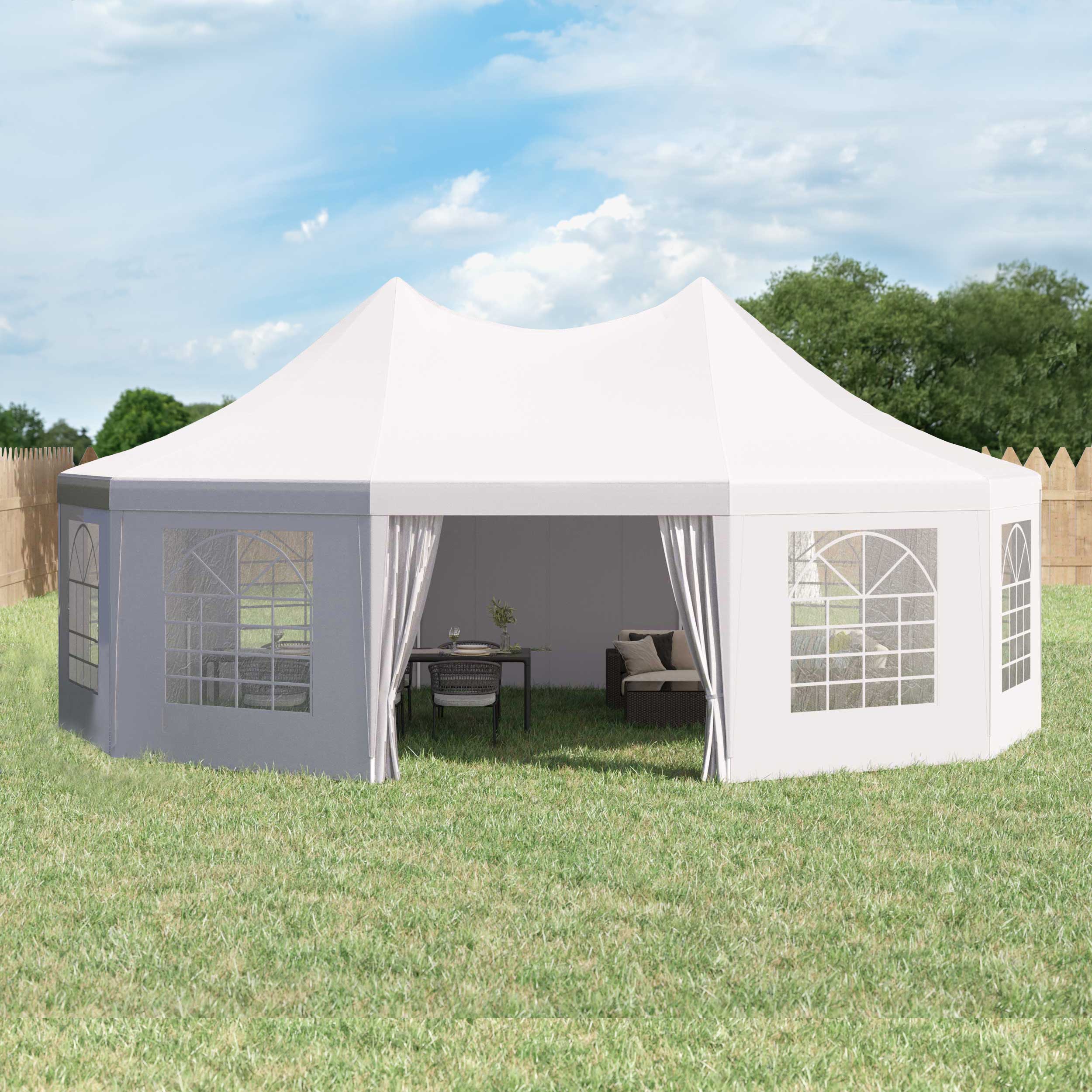 Outsunny 29 x 21 ft Decagon Party Tent, Large Wedding Tent with ...