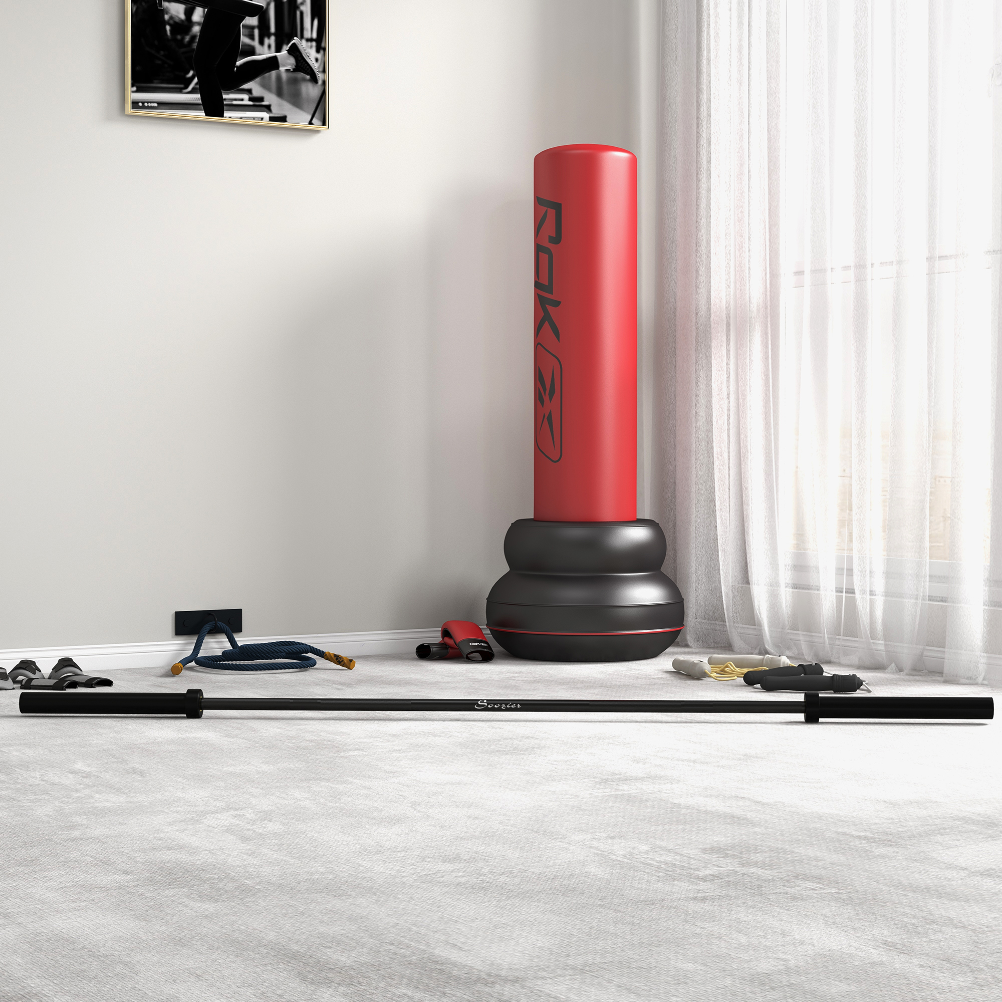 Soozier 7.2ft Weight Bar, Olympic Bar with Rotating Sleeves, Non-Slip ...