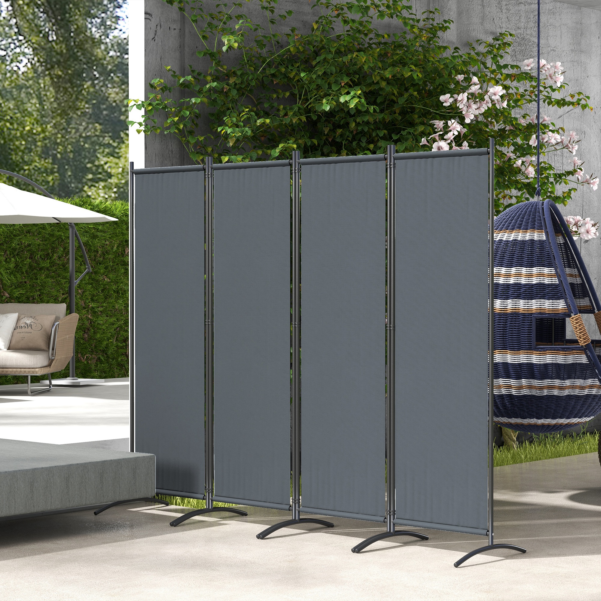 Outsunny Folding Room Divider, Privacy Screen for Patio Backyard Pool ...