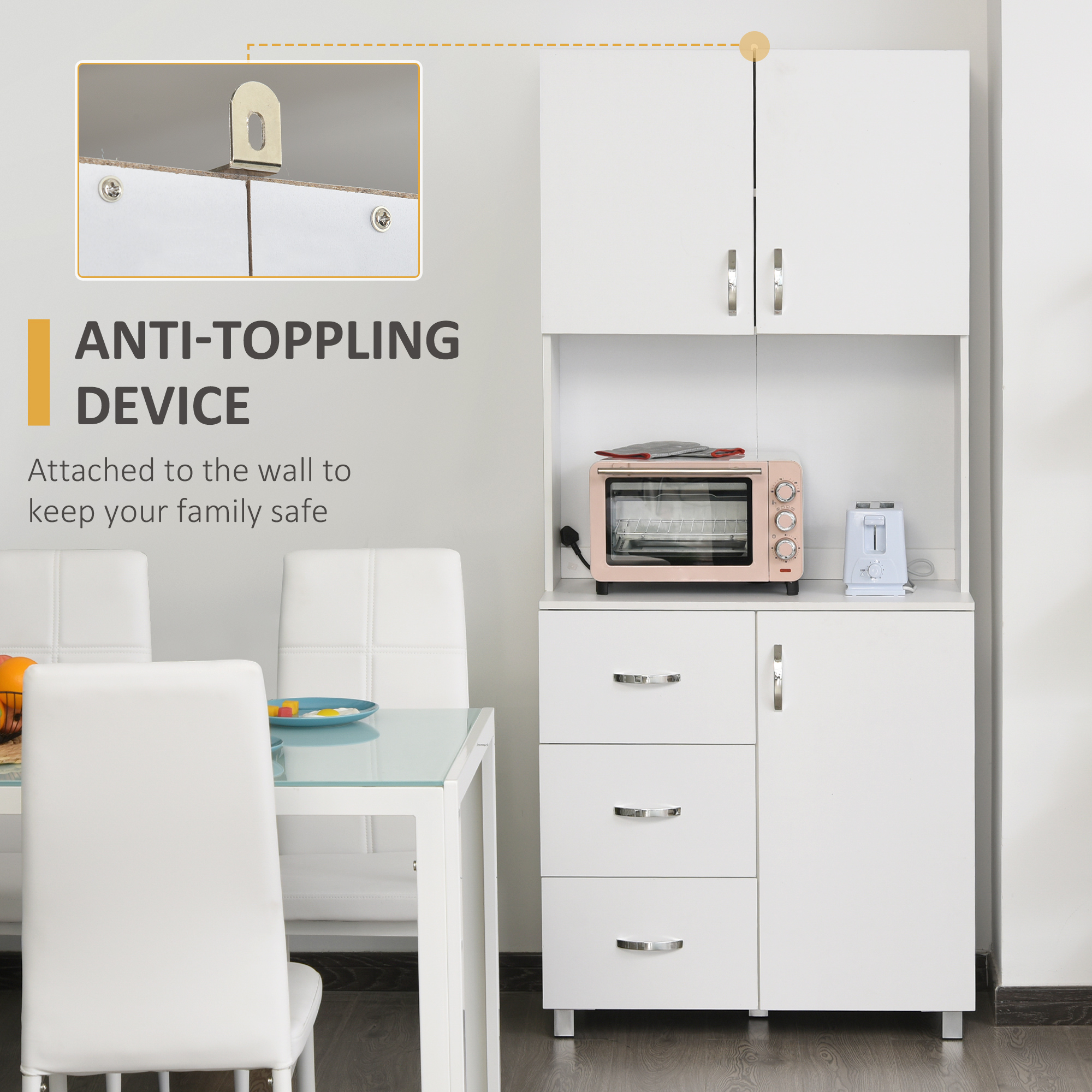 HOMCOM Freestanding Kitchen Buffet with Hutch Storage Organizer with 2 ...