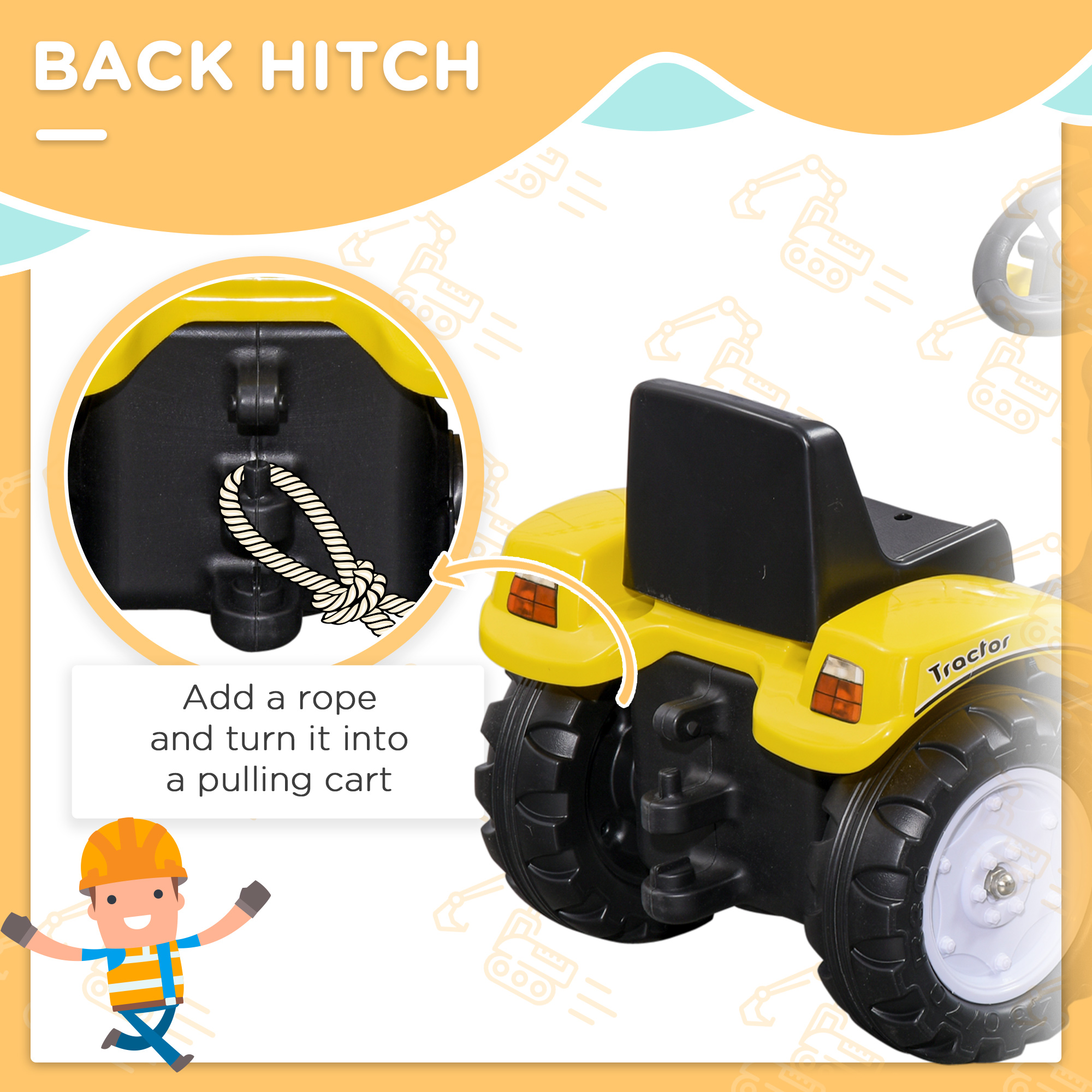 Aosom Kids Ride on Excavator, Pedal Go Kart with Front Loader Digger ...