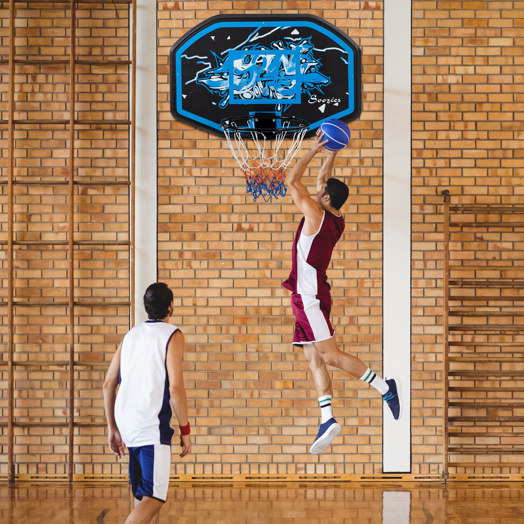Soozier Wall Mounted Basketball Hoop, 43" x 28" Backboard, Mini ...