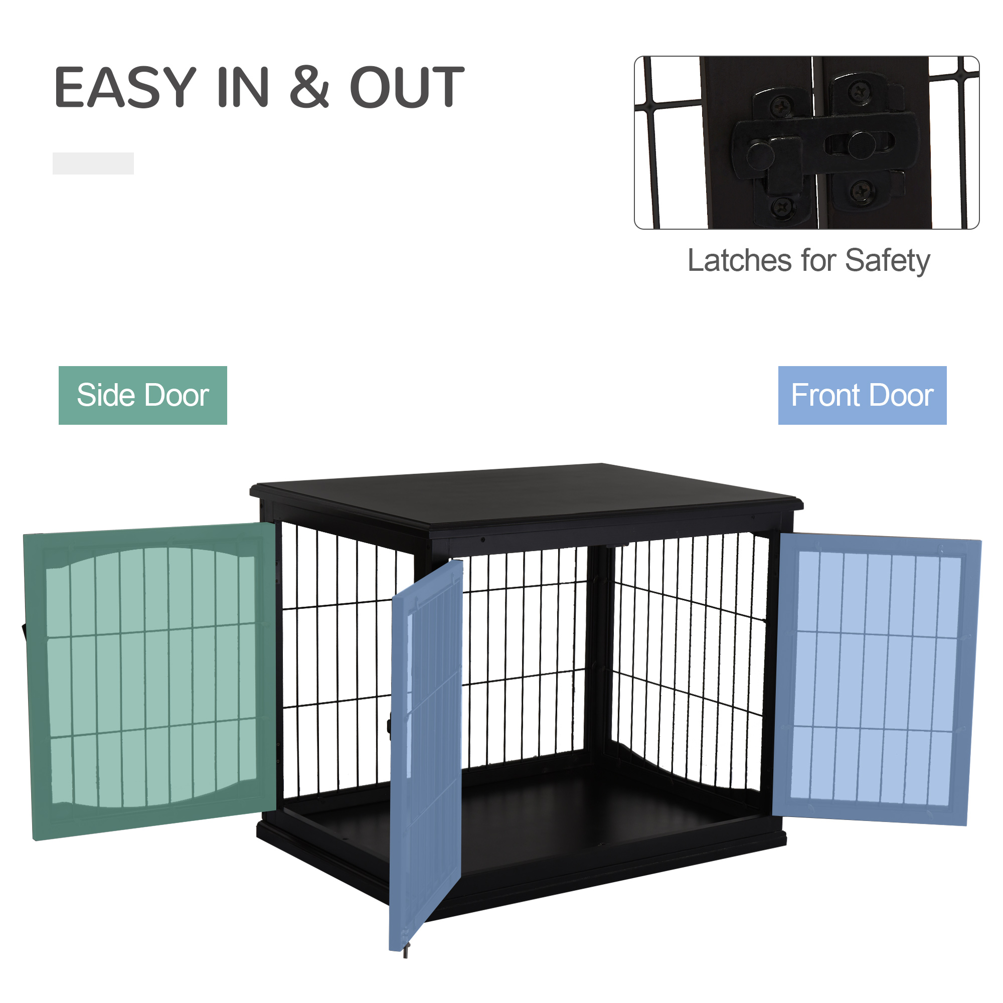 PawHut 26" Wooden Dog Cage with Double Door Entrance & Simple Modern ...