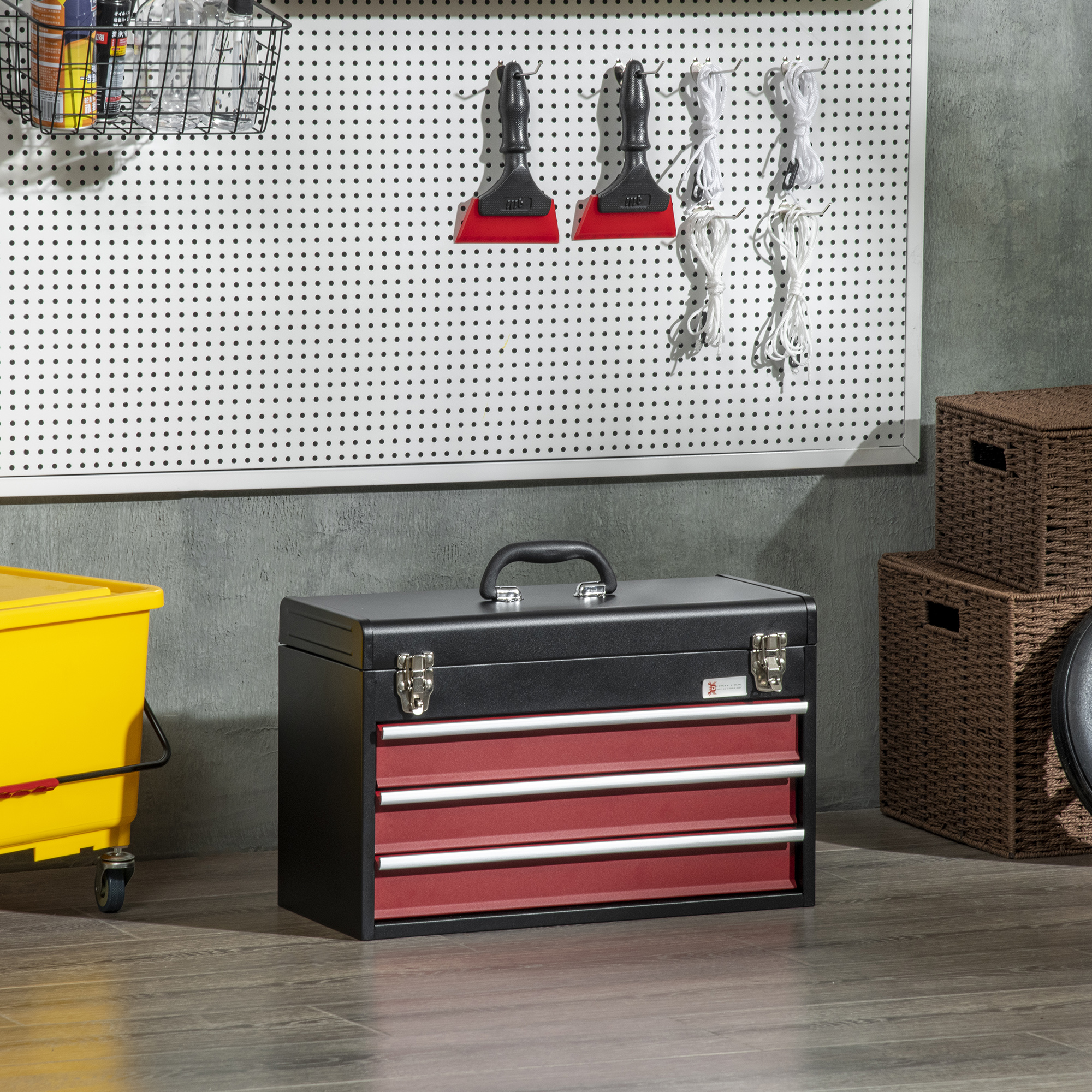 DURHAND Metal Tool Box with Metal Latch Closure, Portable Tool Chest ...