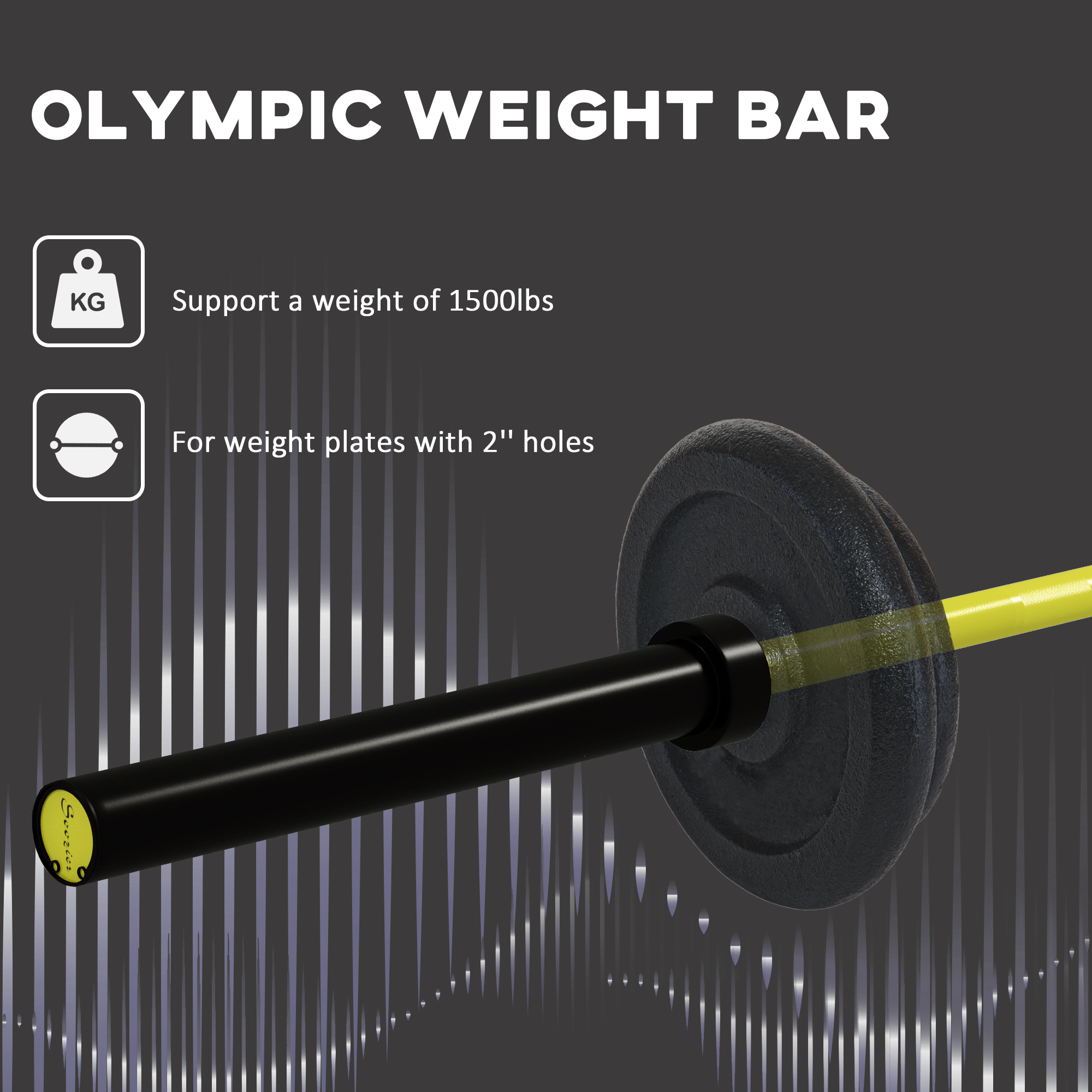Soozier 7.2ft Weight Bar, Olympic Bar with Rotating Sleeves, Non-Slip ...