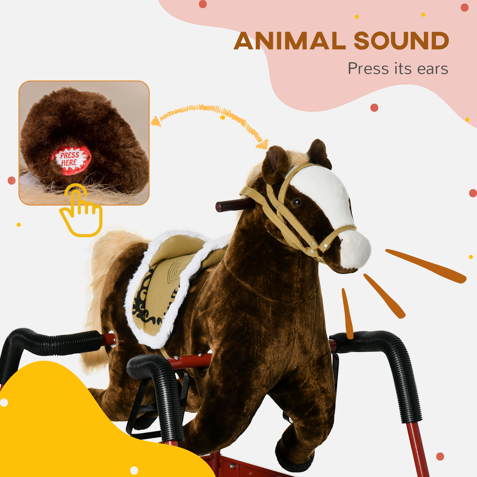 Qaba Bouncing Rocking Horse for Girls and Boys with Animal Sounds ...