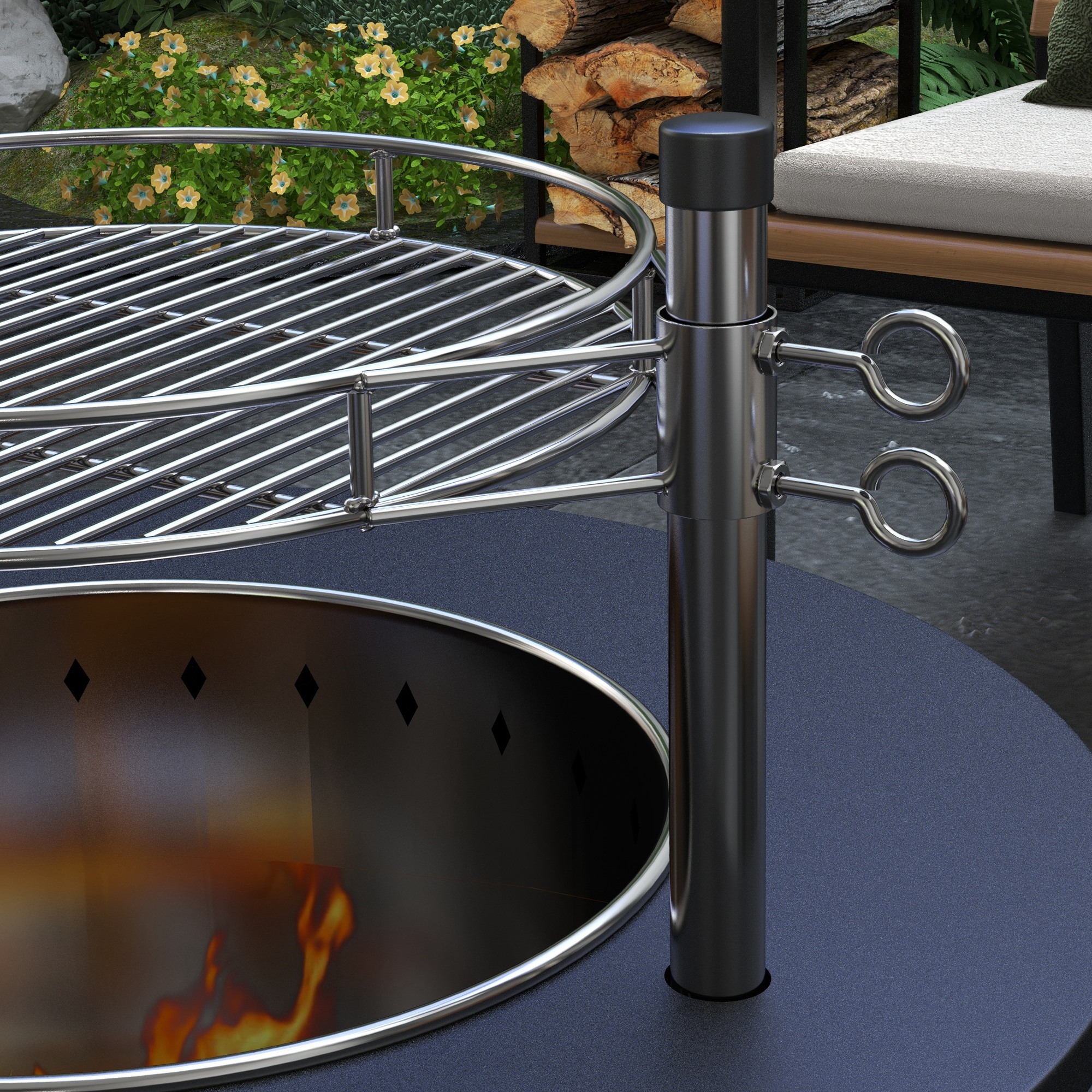 Outsunny 2-in-1 Smokeless Firepit, Stainless Steel Bonfire Stove with ...