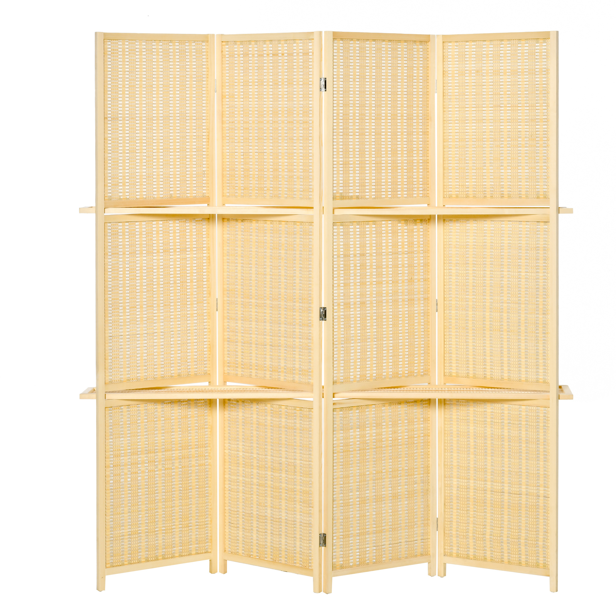 HOMCOM 4 Panel Bamboo Room Divider, 6ft Folding Wall Divider with 2 ...