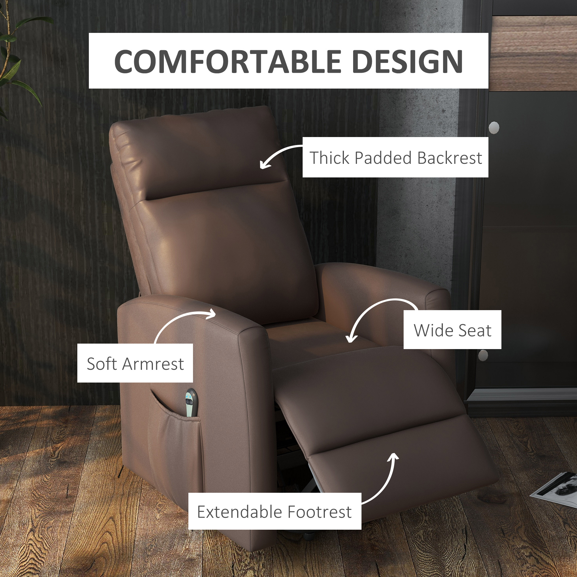 HOMCOM Power Lift Recliner Chair with Remote Control Side Pocket for ...