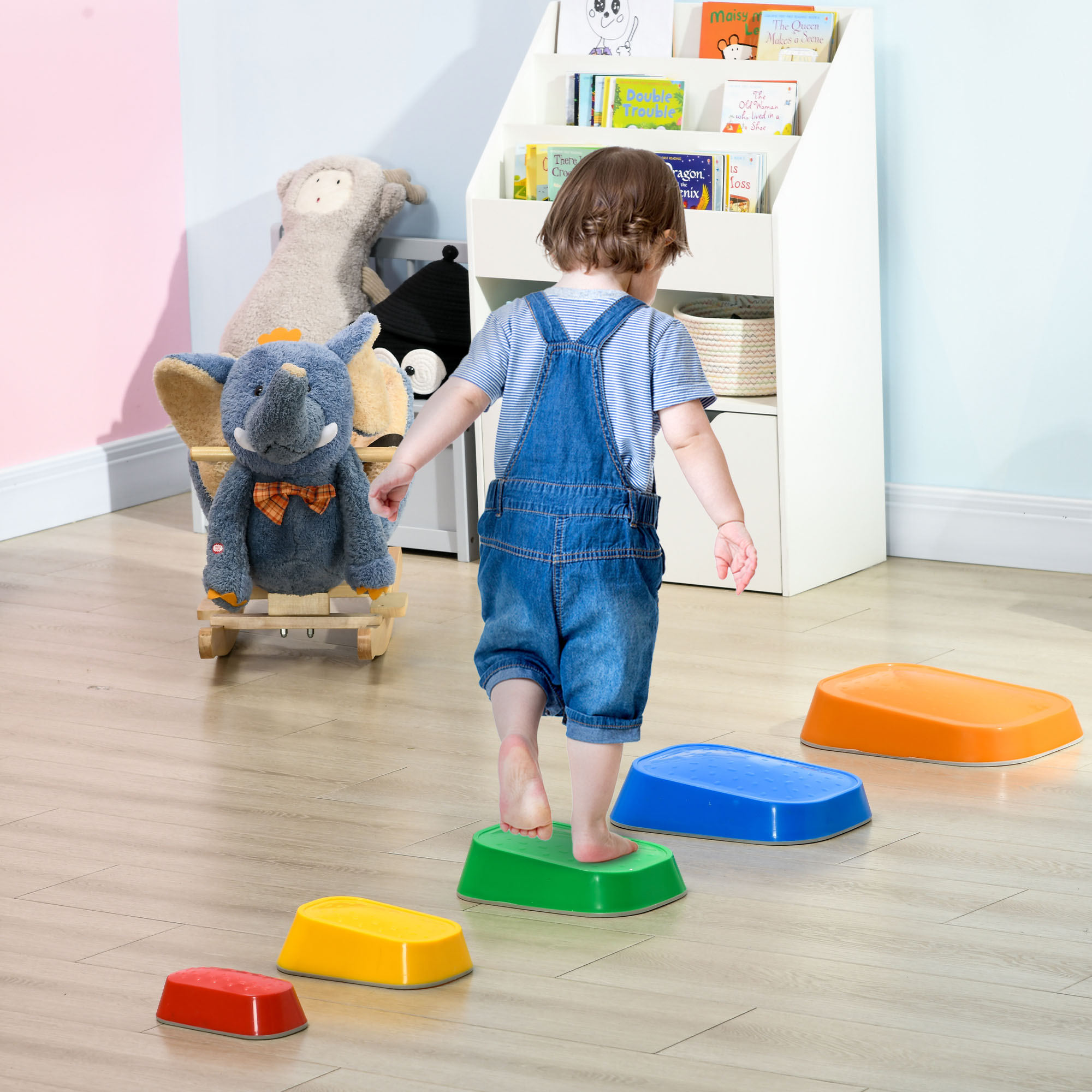 Outsunny 5 PCs Kids Stepping Stones, Obstacle Course Sensory Play ...