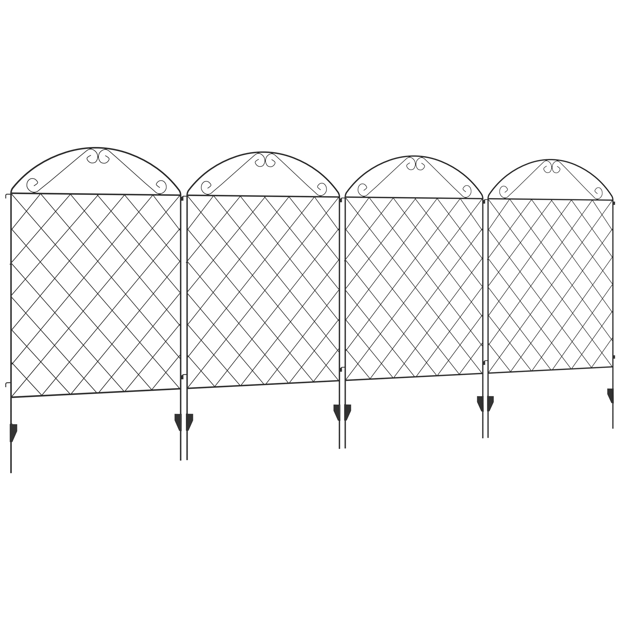 Outsunny Flower Decorative Garden Fence Panels, 4 Pack Metal Panels ...