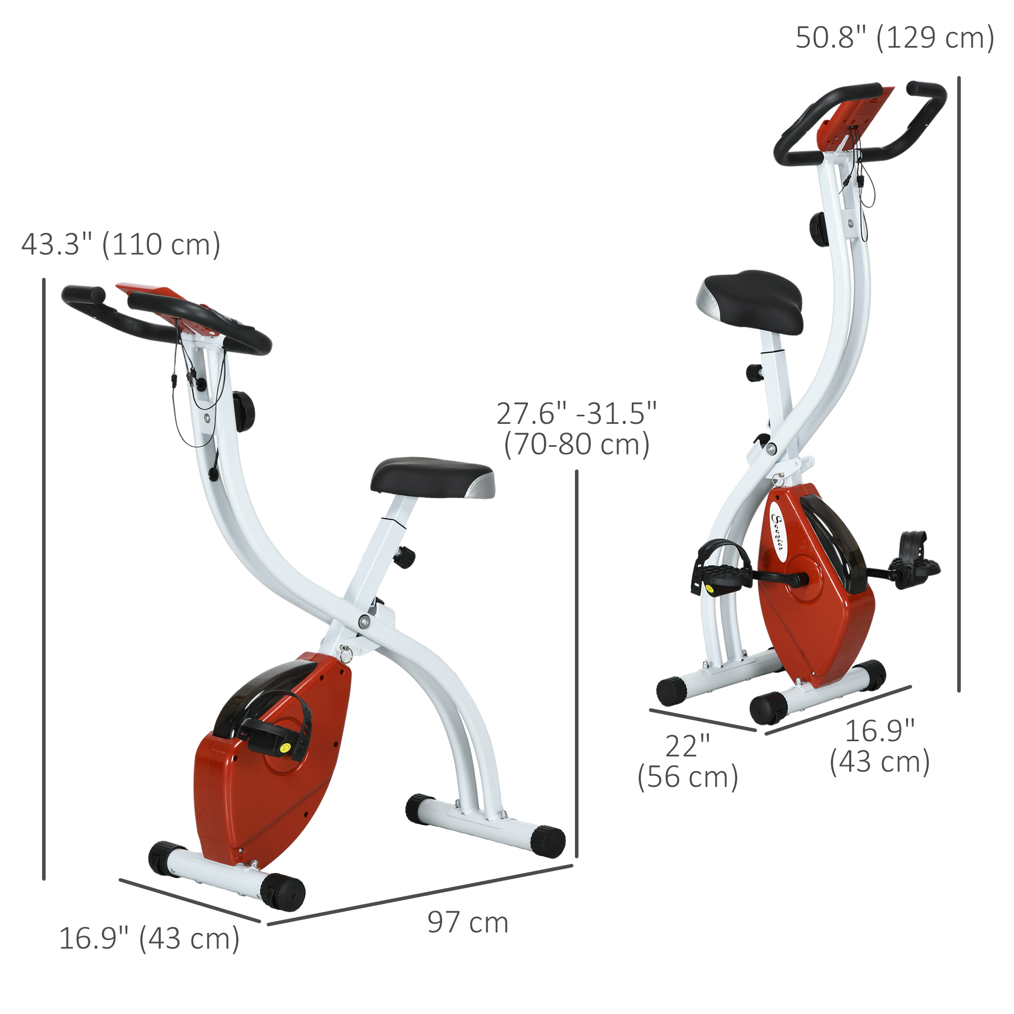 Soozier Foldable & Quiet Exercise Bike with 8-Level Magnetic Resistance ...