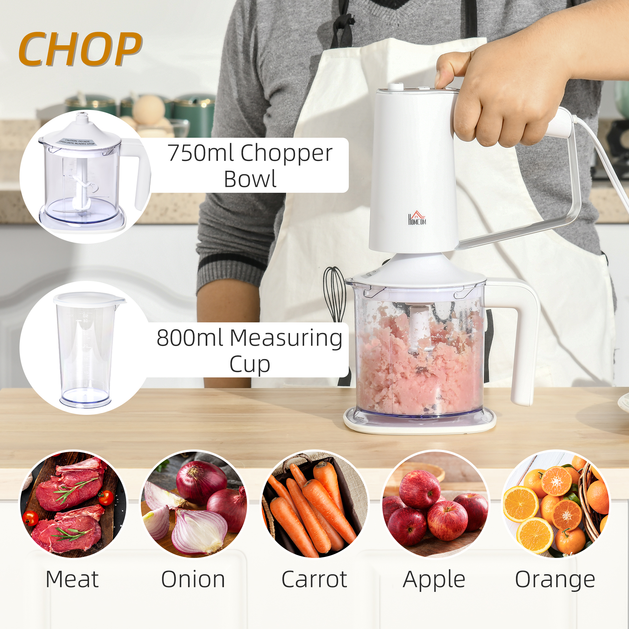 HOMCOM 5-in-1 Electric Hand Mixer, Handheld Mixer with Measuring Cup ...