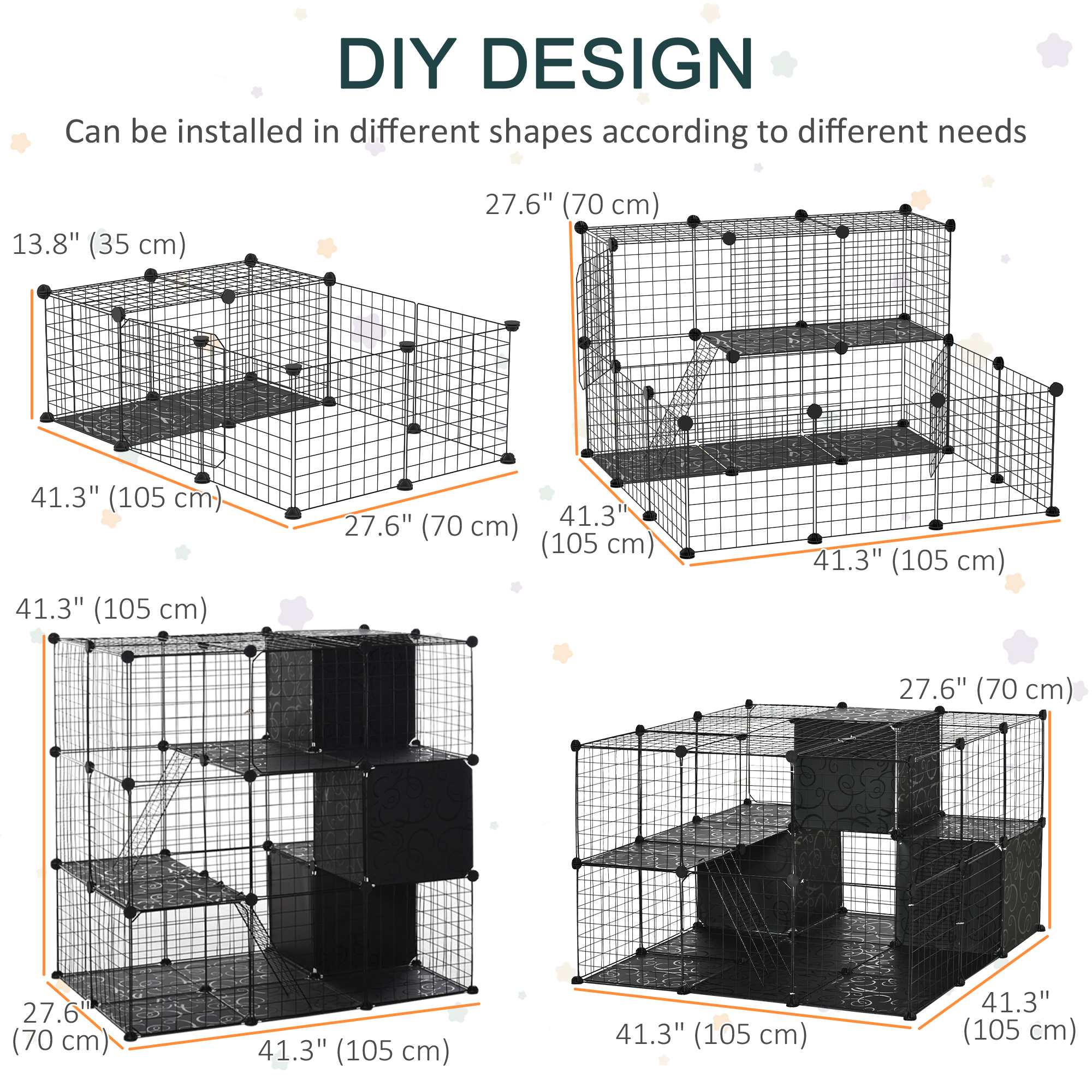 PawHut 56 Panels Pet Playpen Small Animal Cage for Rabbit | Aosom Canada