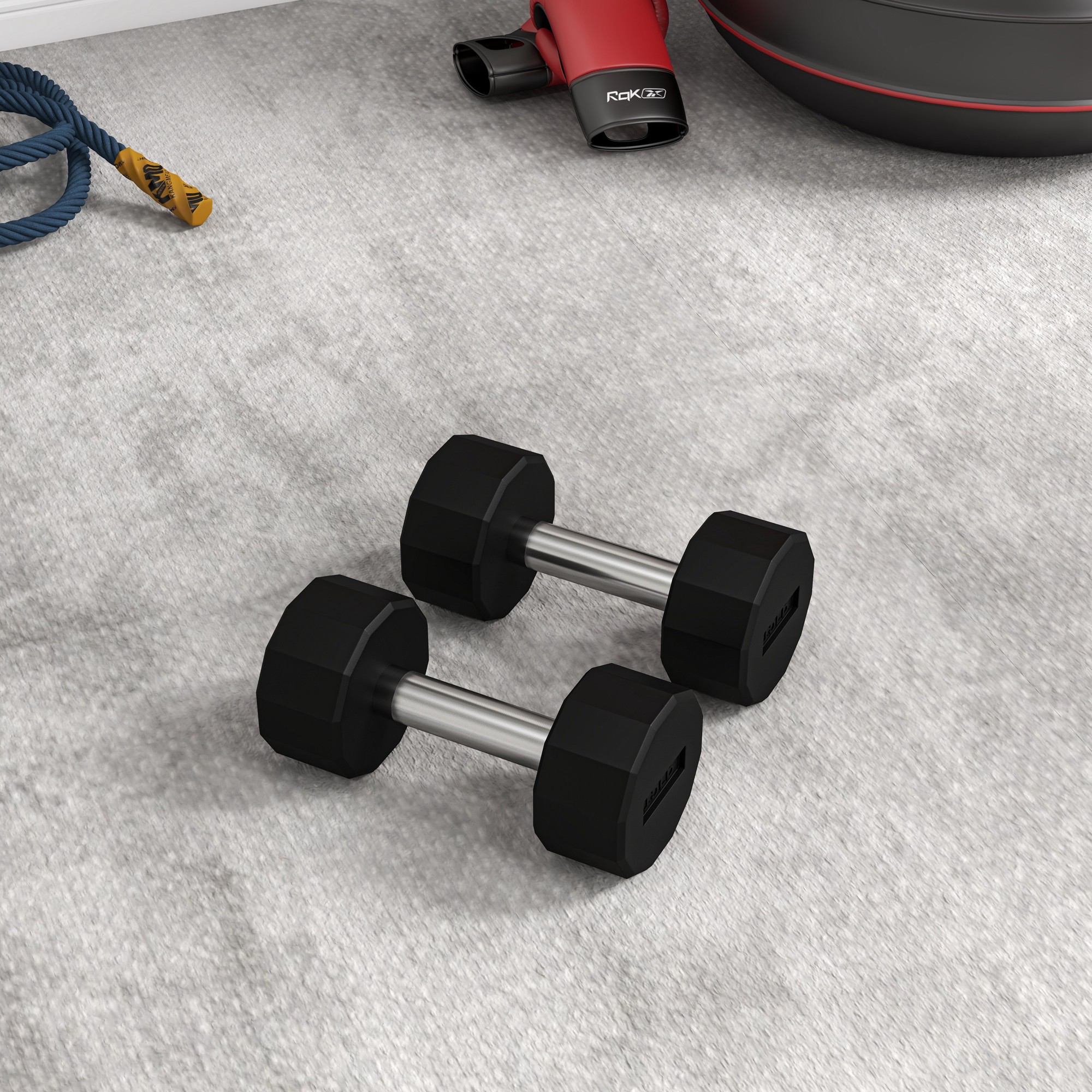 Soozier 2 x 15lbs Dumbbells Set with Non-Slip Grip, Rubber Covered ...