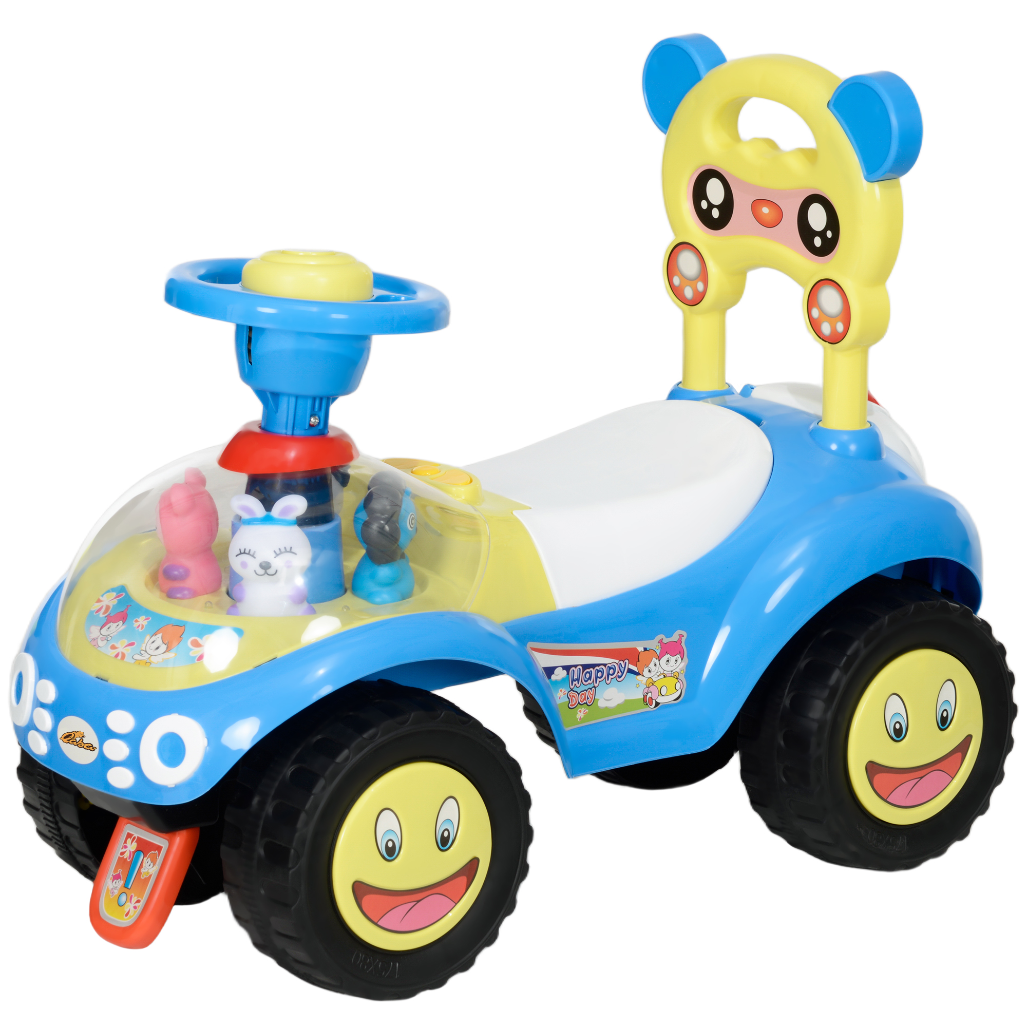Qaba Foot to Floor Toddler Push Car w/ Horn, Light, Music, Anti-Over ...