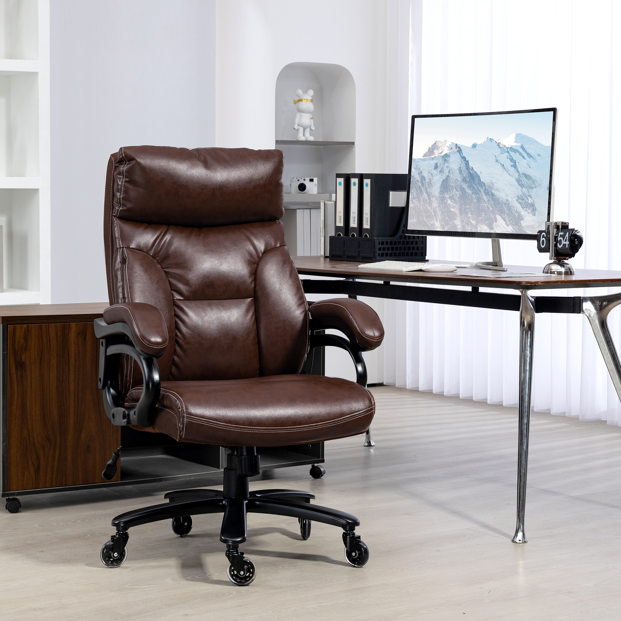 Vinsetto 400 LBS Capacity Office Chair, PU Leather, Dark Brown | Aosom.com