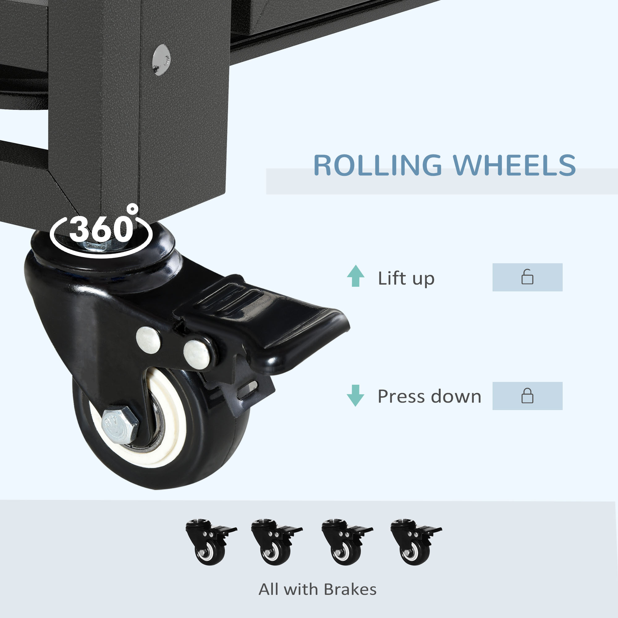 PawHut 37" Heavy Duty Dog Crate with Wheels for Small and Medium Dogs ...