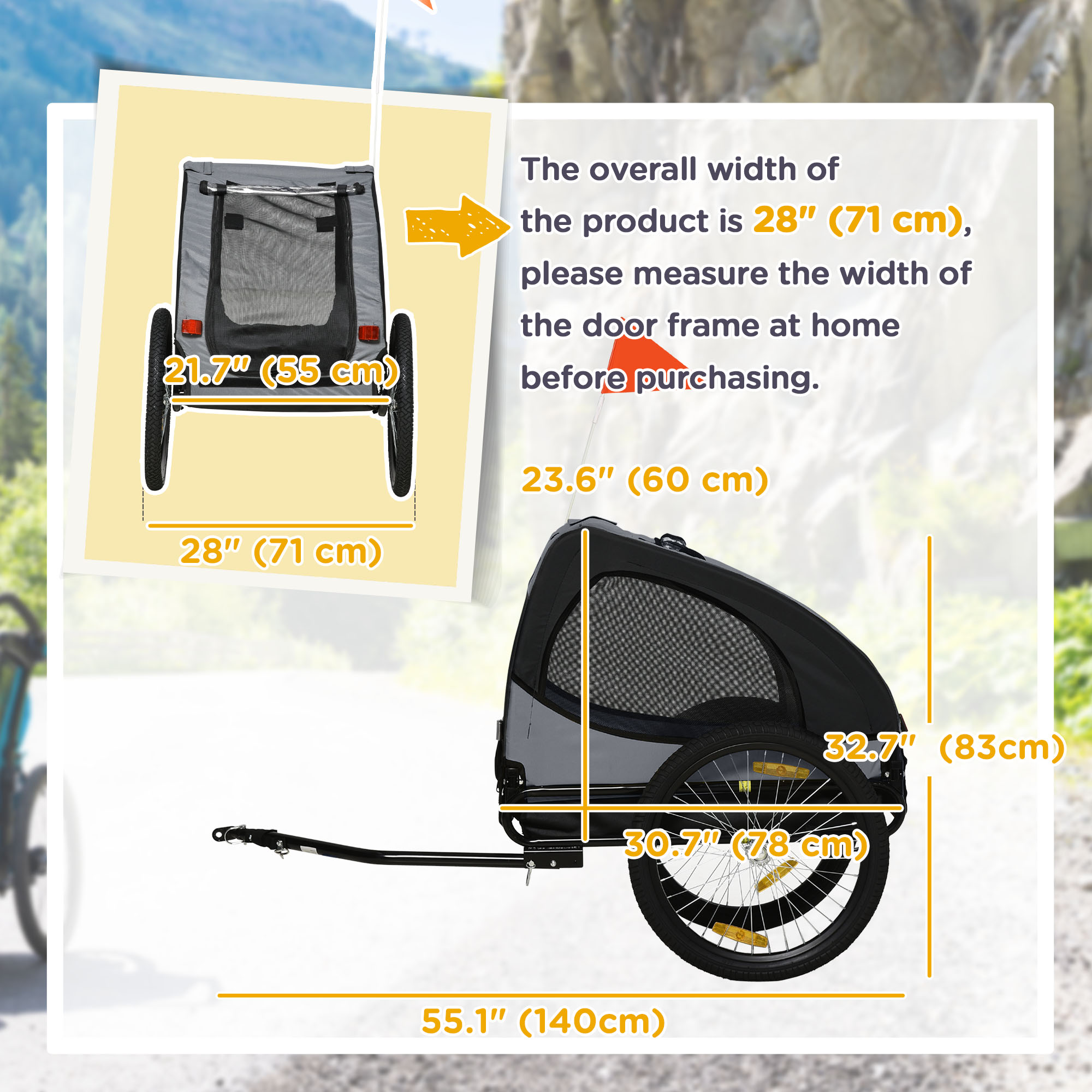 Aosom Dog Bike Trailer with Hitch Coupler, Quick Release Wheels ...