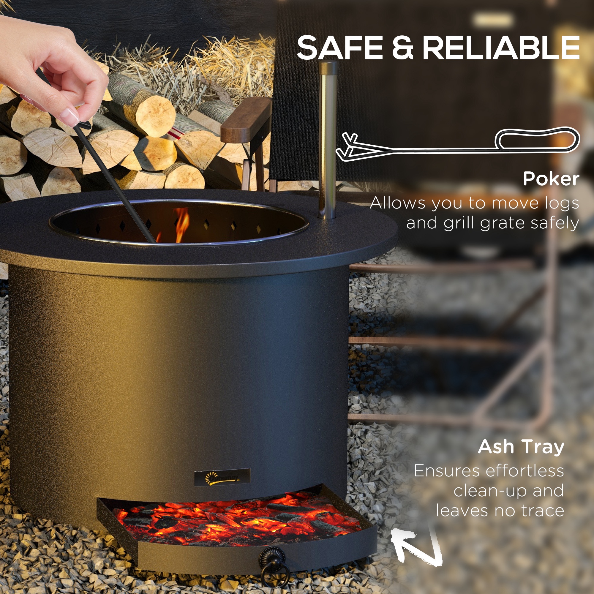 Outsunny 2-in-1 Smokeless Firepit, Stainless Steel Bonfire Stove with ...