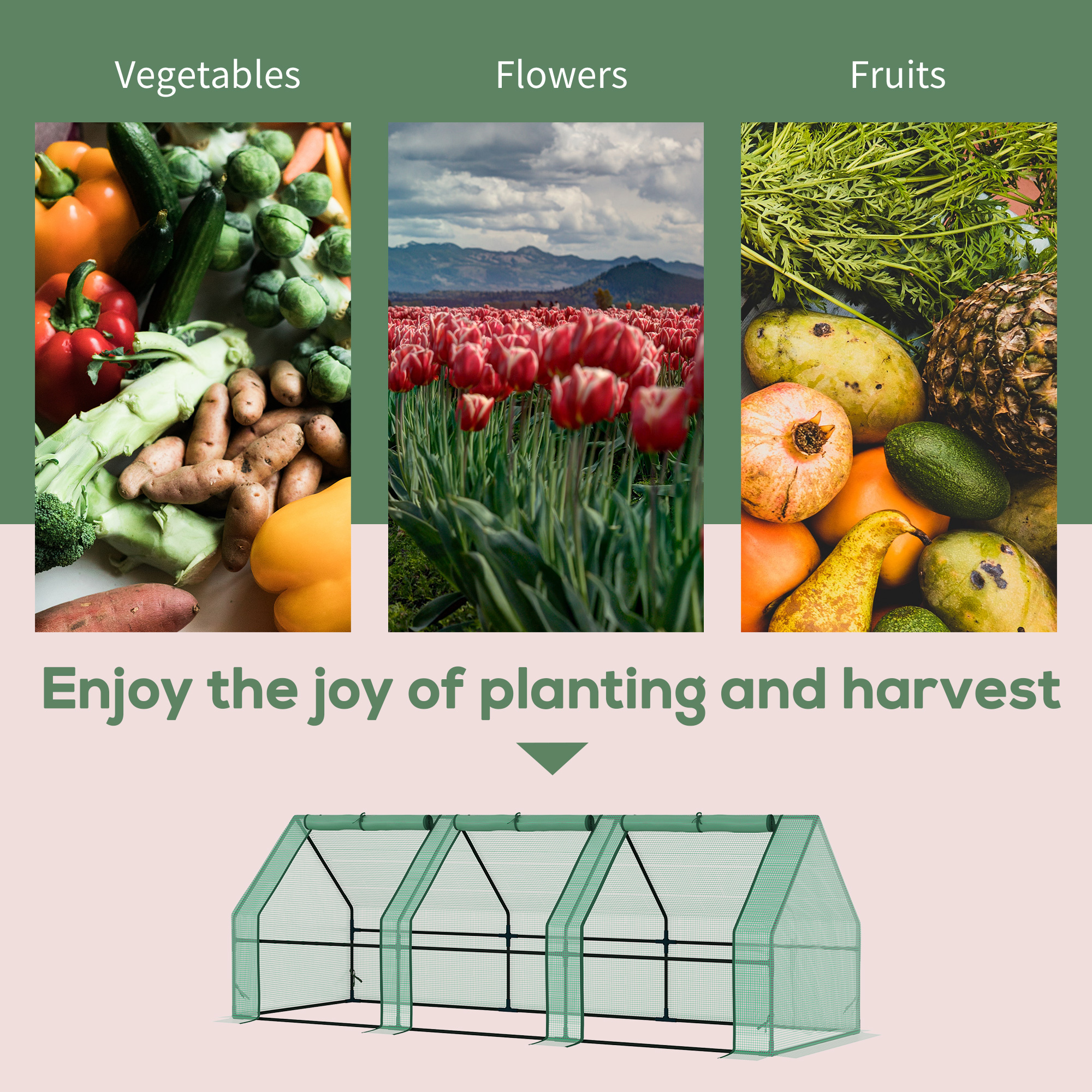 Outsunny 9' x 3' Flower Garden Portable Greenhouse Gardening Plants ...
