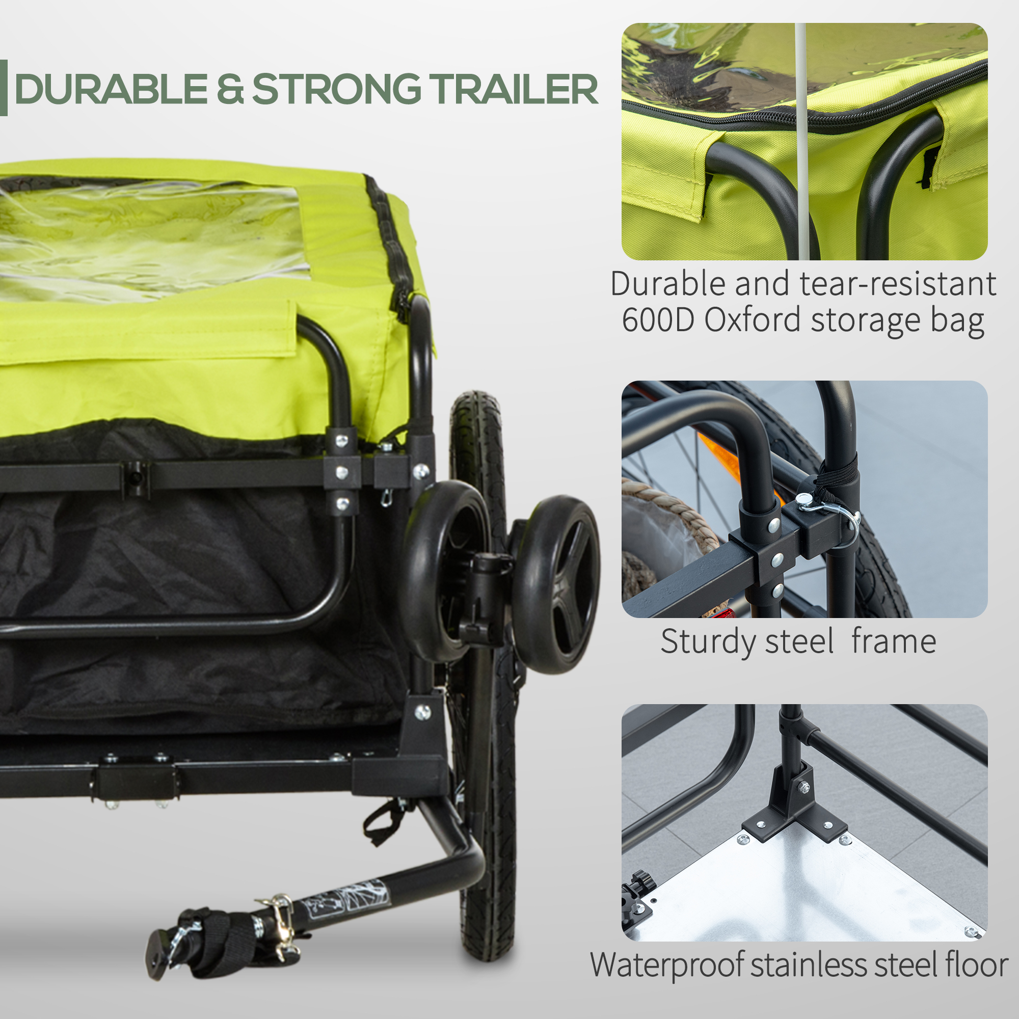 Aosom Bike Cargo Trailer & Wagon Cart, Multi-Use Garden Cart with ...