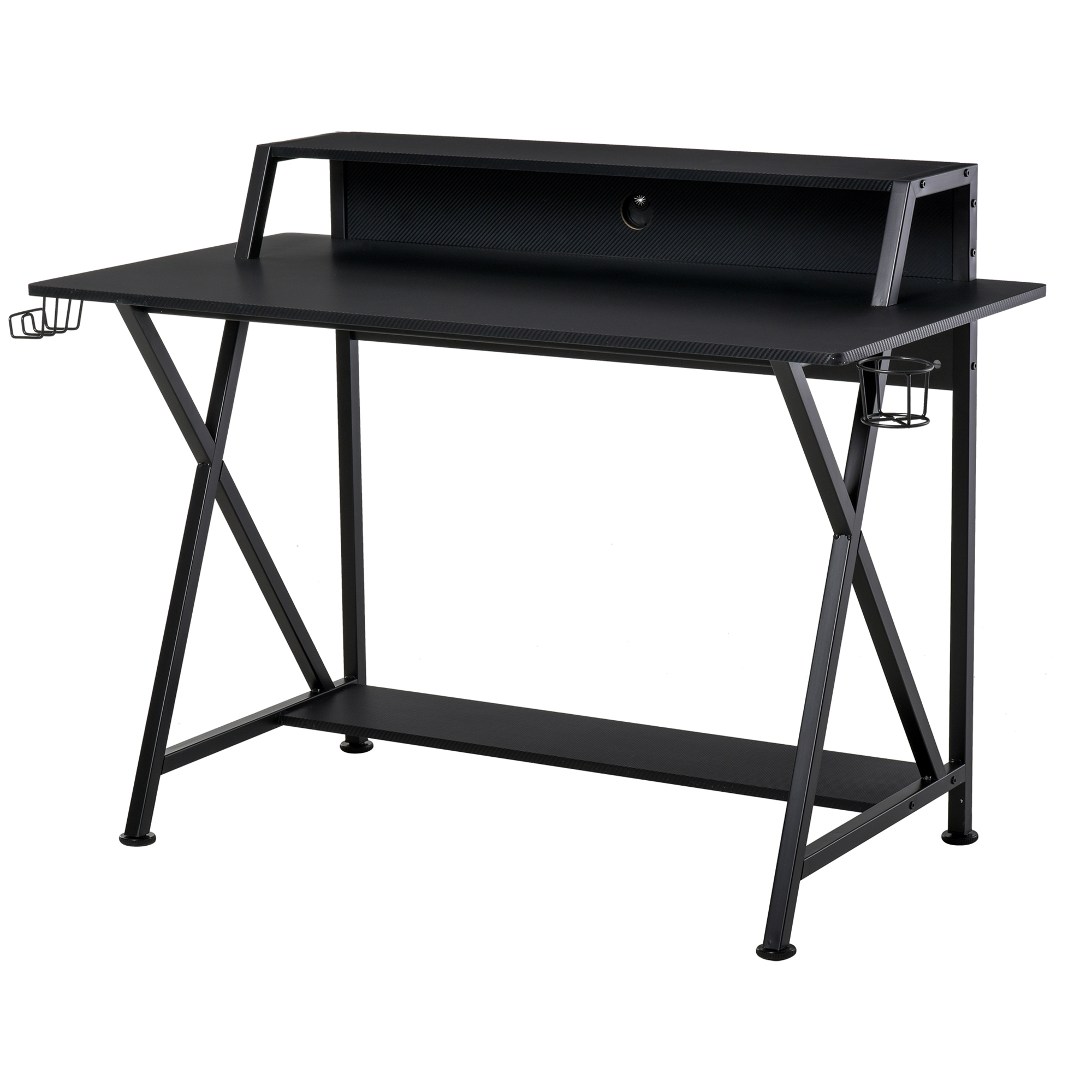 HOMCOM Racing Gaming Desk Carbon Fiber Style Computer Table with ...