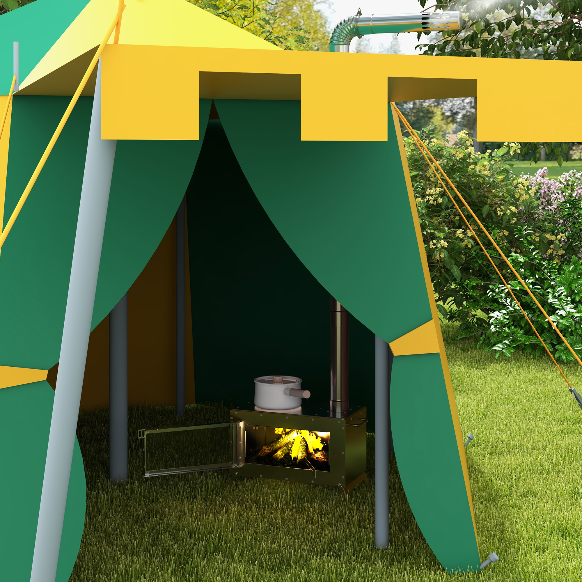 Outsunny Stainless Steel Wood Stove with Chimney and Carry Bag ...