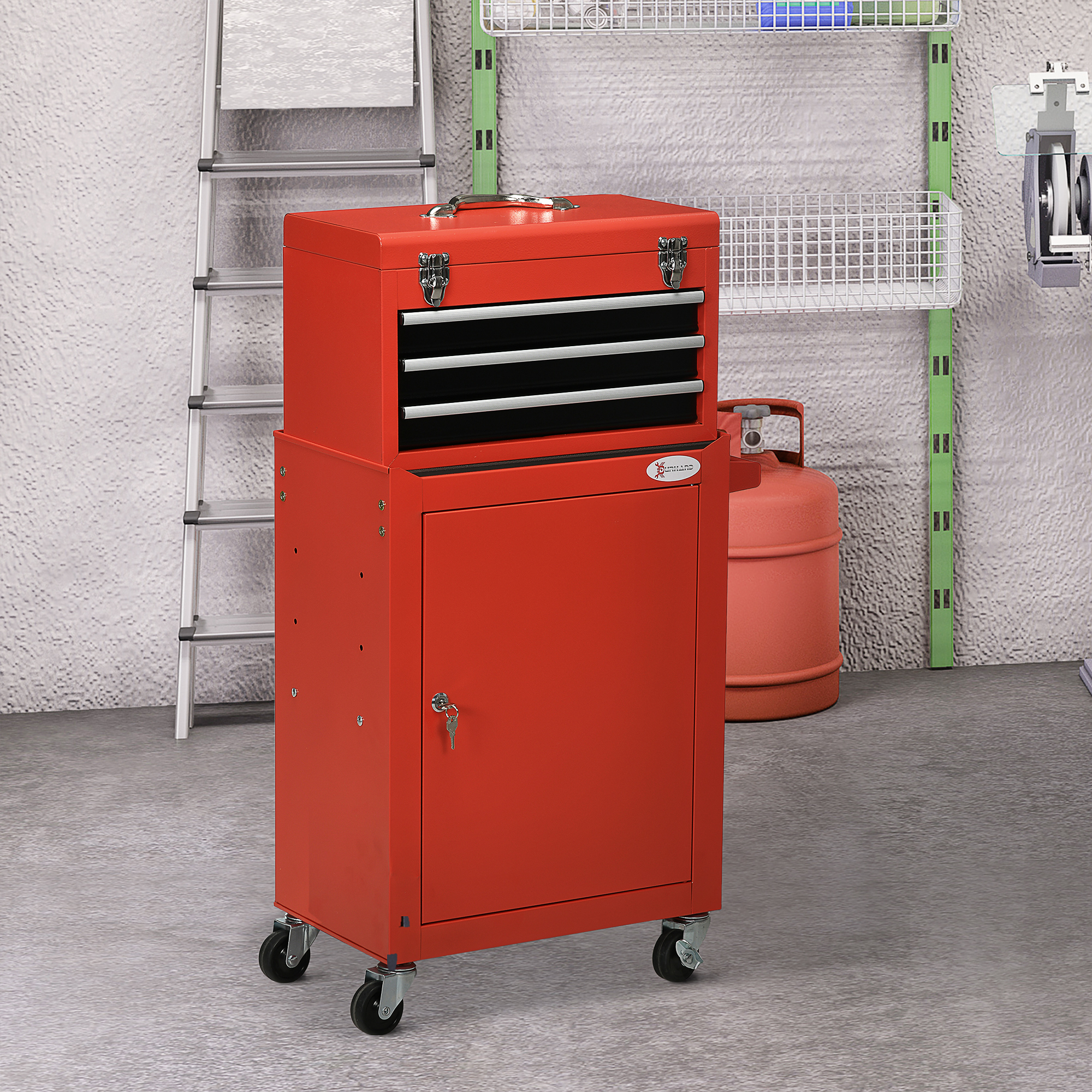DURHAND 2 In 1 Detachable Tool Box and Tool Cabinet, 3-Drawer Rolling ...