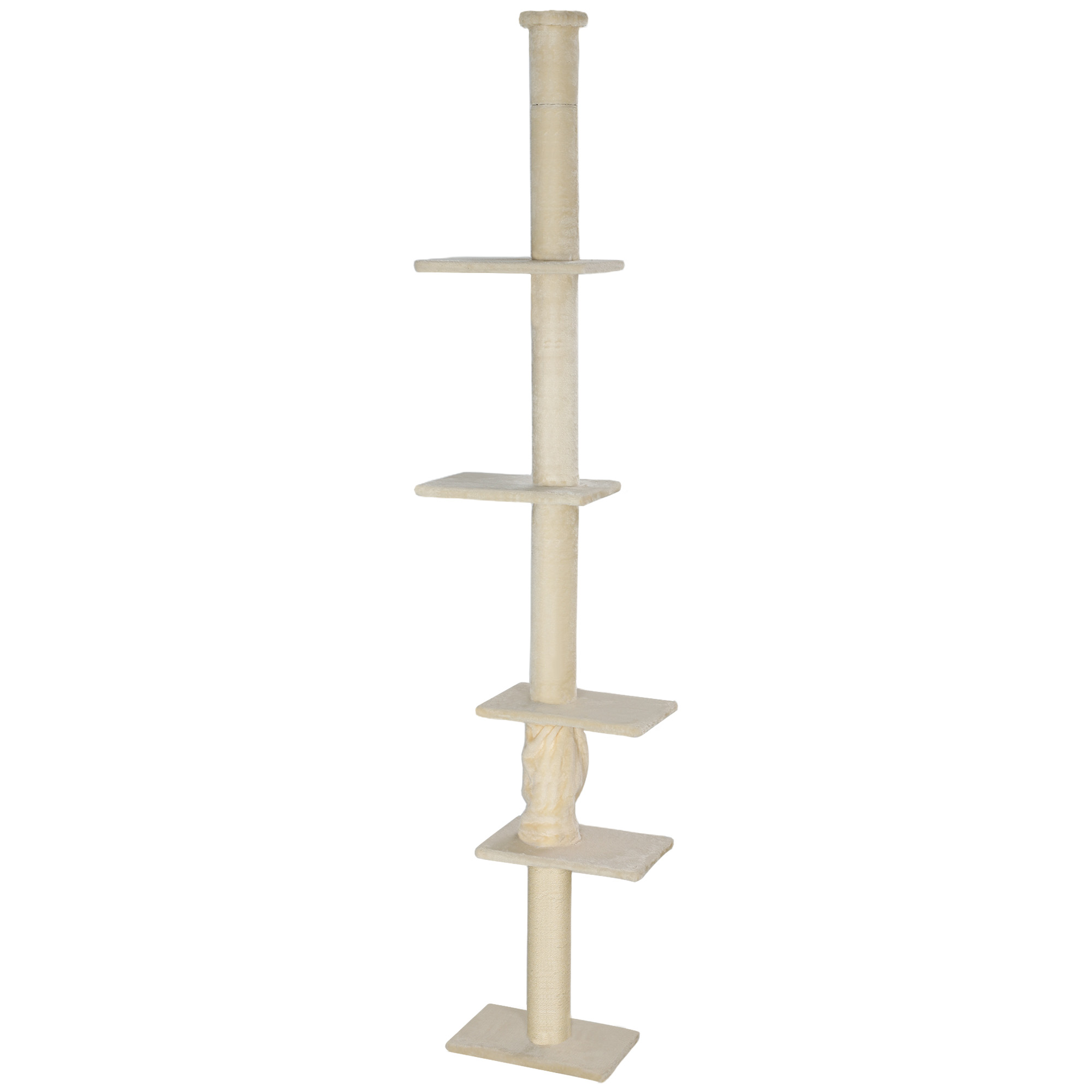 PawHut 89"-108" Floor to Ceiling Cat Tree with Scratching Post, Hand ...