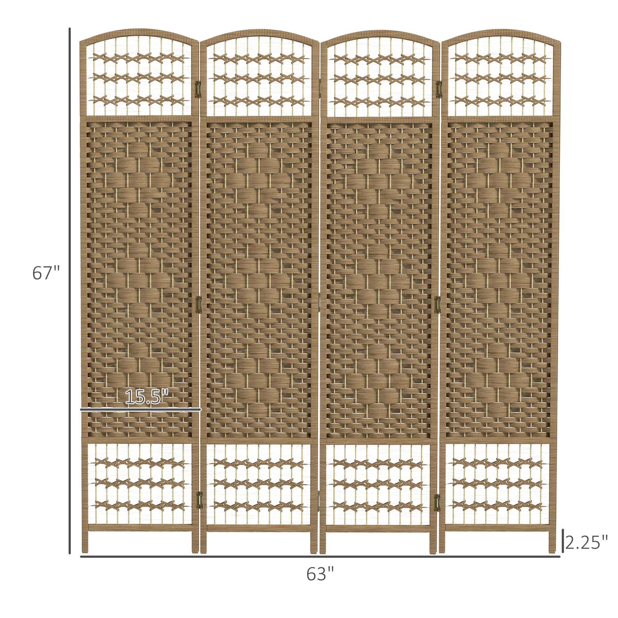 HOMCOM 4 Panel Folding Room Divider Portable Privacy Screen Wave Fiber ...