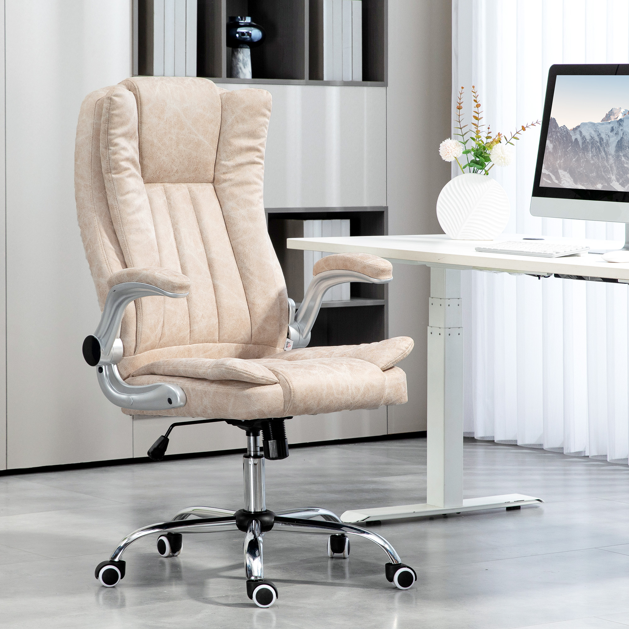 HOMCOM Microfiber Executive Office Chair, Desk Chair with Padded Flip ...
