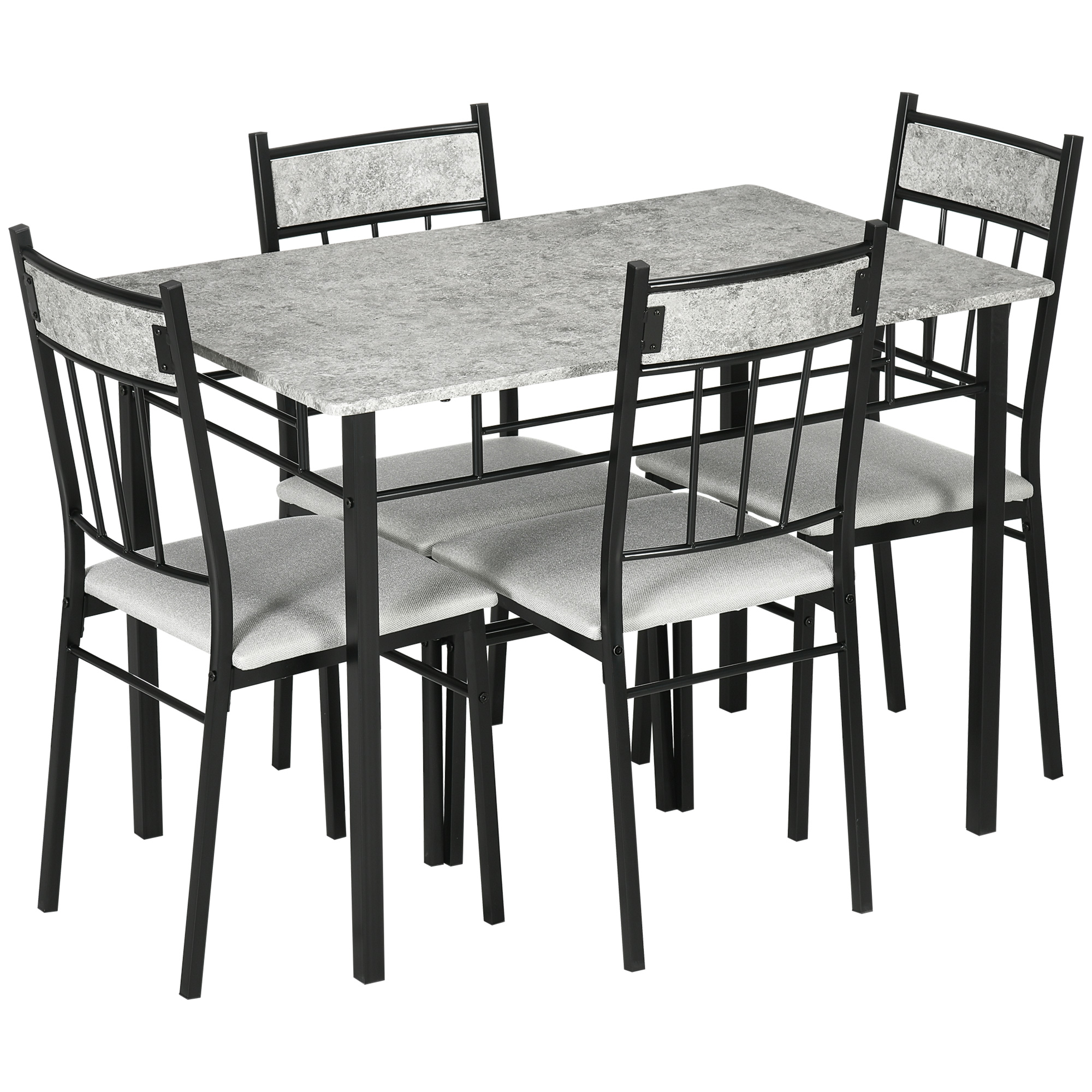 HOMCOM 5 Pieces Diner Tables Dining Room Sets for 4 People with Marble ...