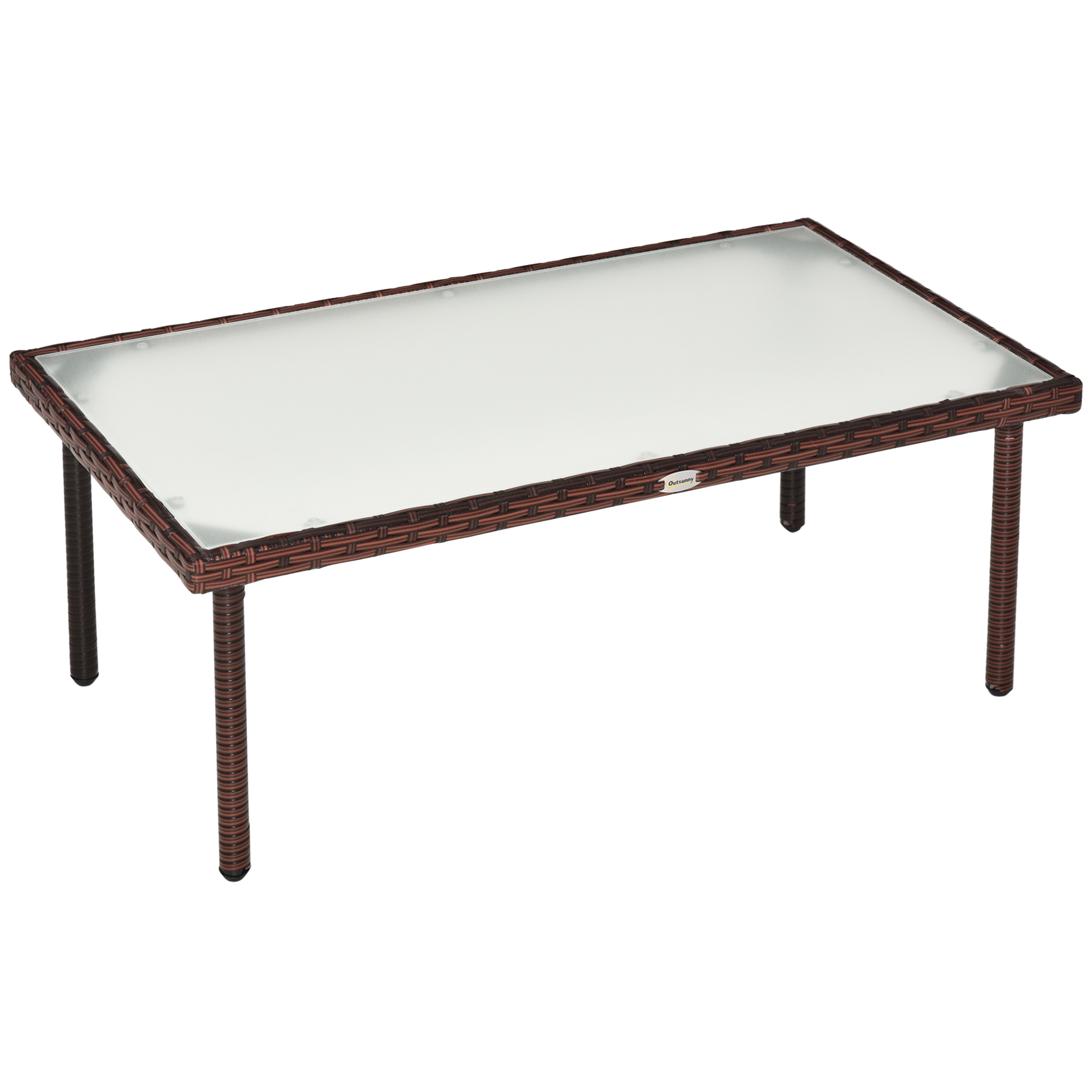 Outsunny Patio Rattan Dining Table Outdoor All Weather Table Furniture ...