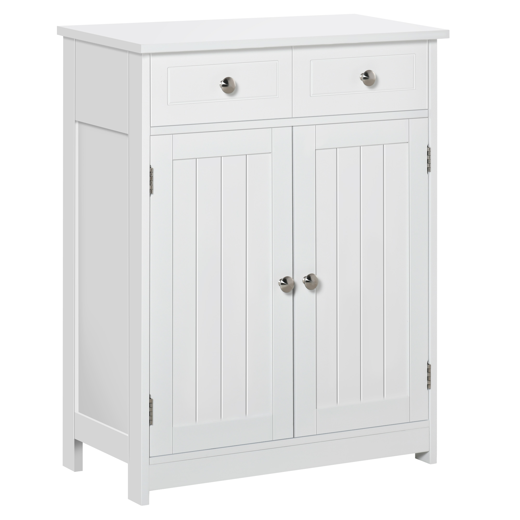 Kleankin Freestanding Bathroom Storage Cabinet with 2 Drawers White White