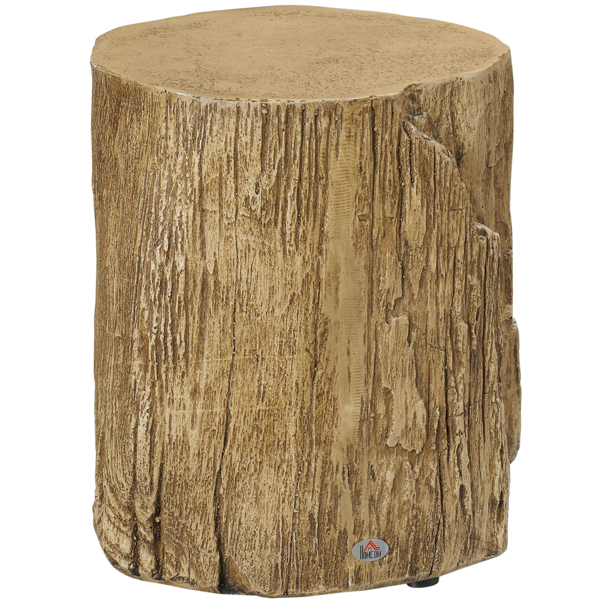 HOMCOM Decorative Side Table with Round Tabletop, Tree Stump Shape End ...